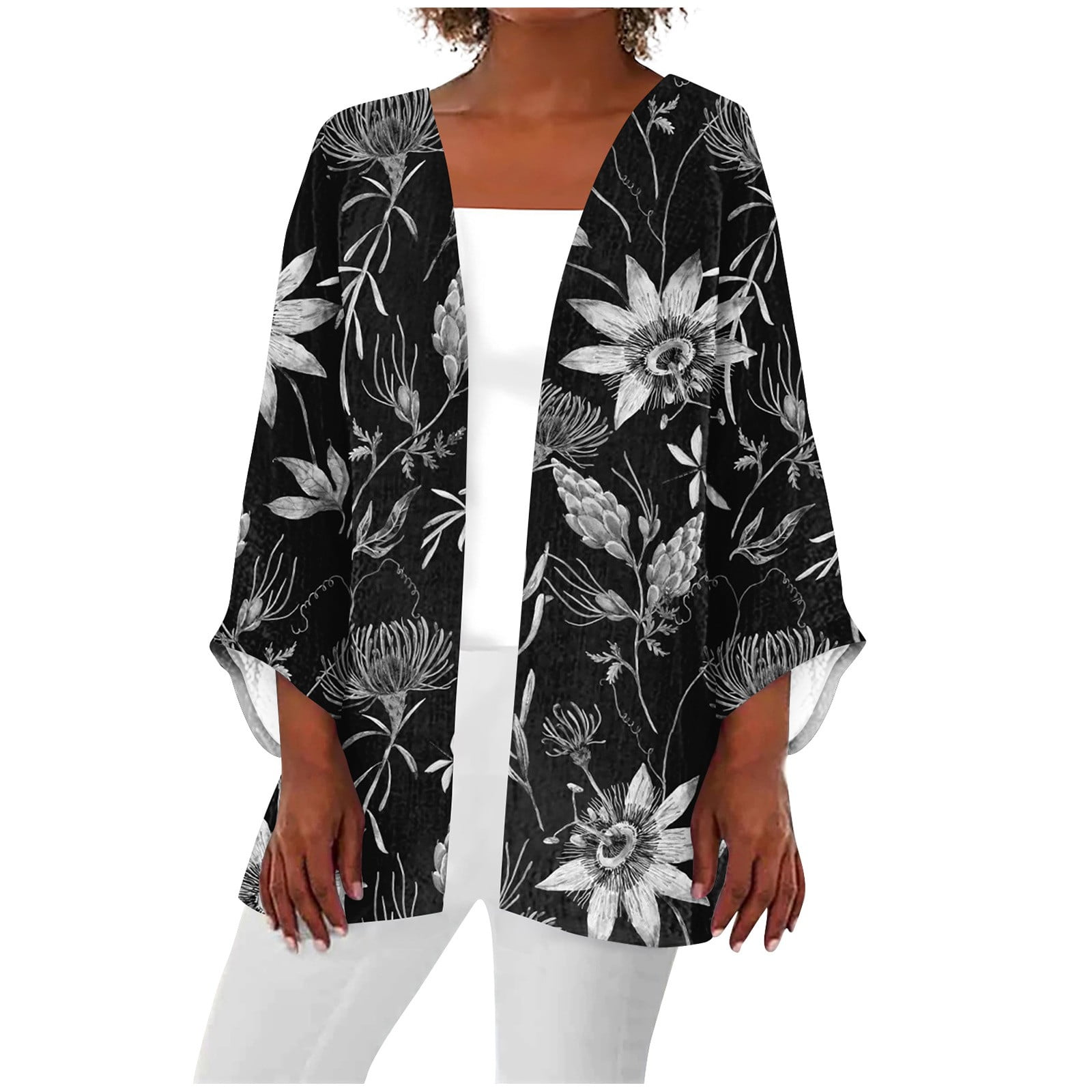 JULMCOMO Lightweight Cardigans for Women 3/4 Length Sleeve Beach Cover ...
