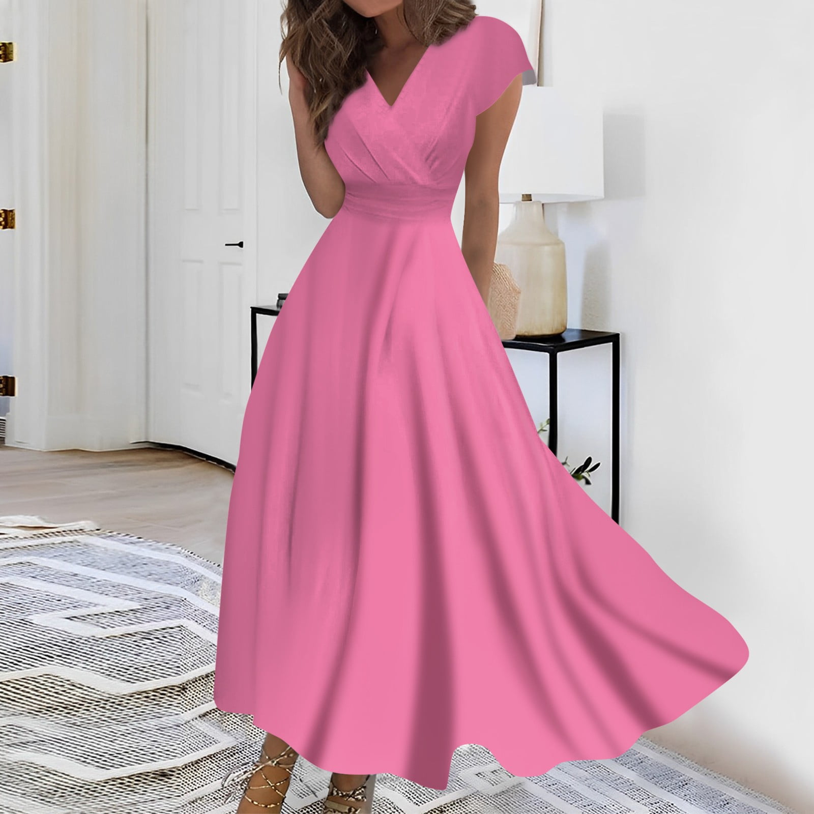 JULMCOMO Maxi Dress for Women 2024 Deep V Neck Sleeveless Party Dress ...