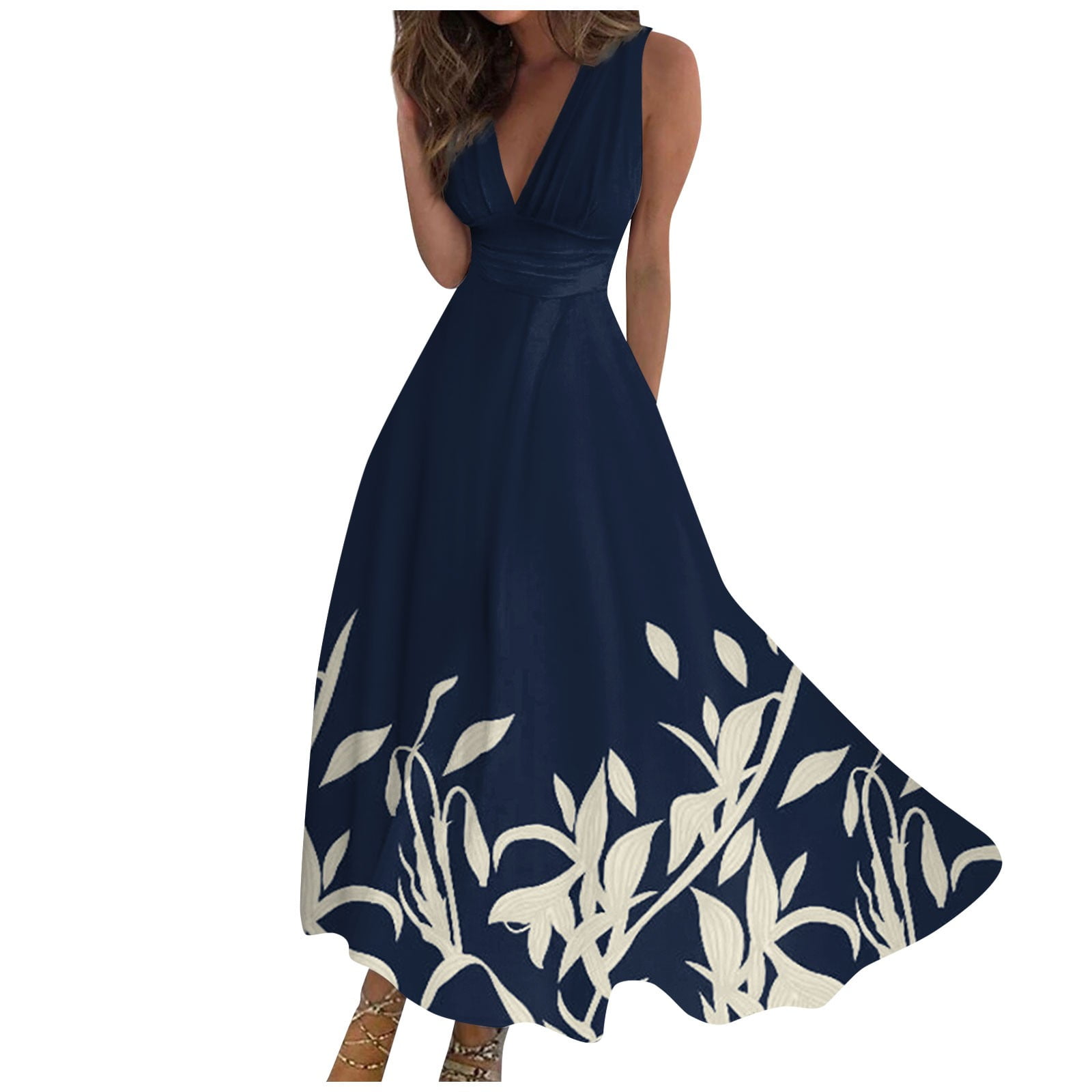 Julmcomo Maxi Dress For Women 2024 Sleeveless Deep V Neck Party Dress