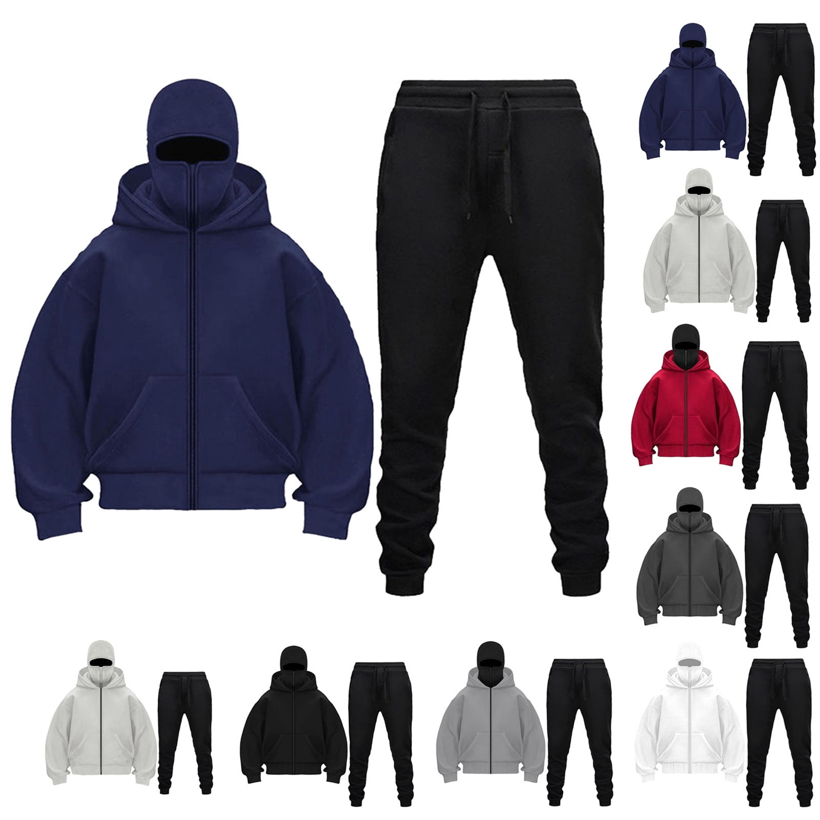 JULMCOMO Mens Balaclava Track Suits 2 Piece Set Tracksuits Jogger ...
