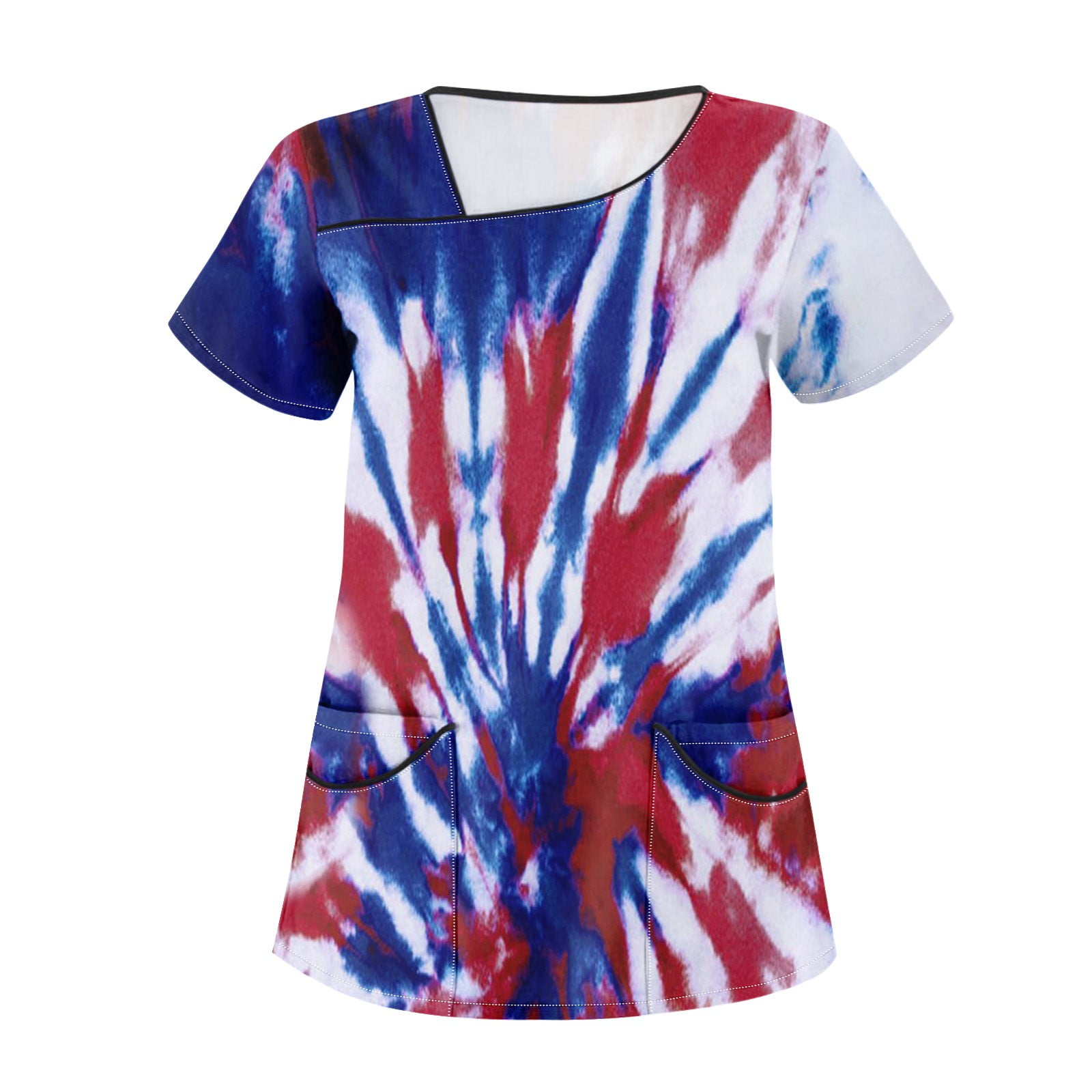 JULMCOMO Nurse Uniforms for Women American Flag Stars Stripes Pattern V ...