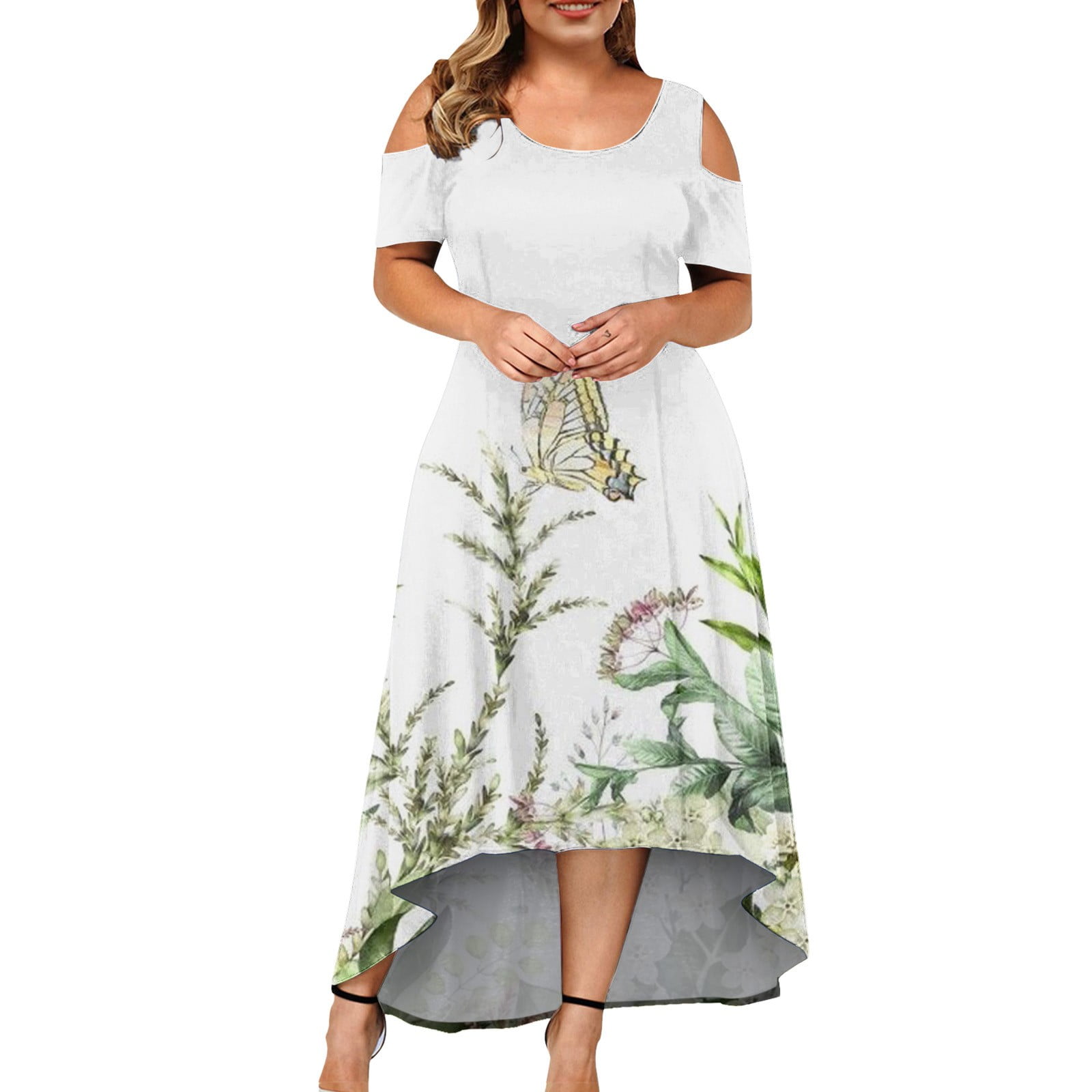 Julmcomo Plus Size Dresses For Curvy Women 4x Cold Shoulder Maxi Dress