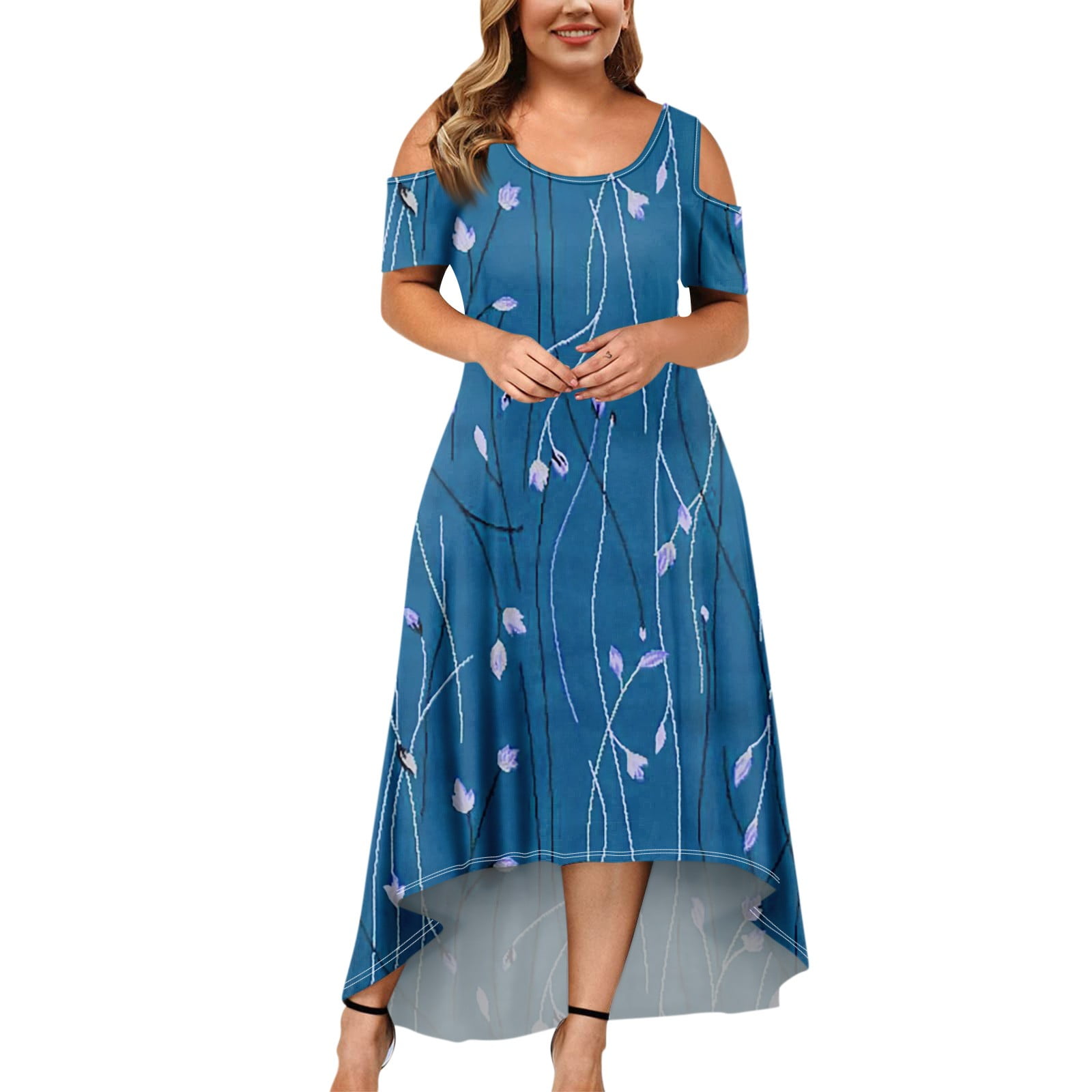 Julmcomo Plus Size Dresses For Curvy Women 5x Trendy Floral Boho Cold