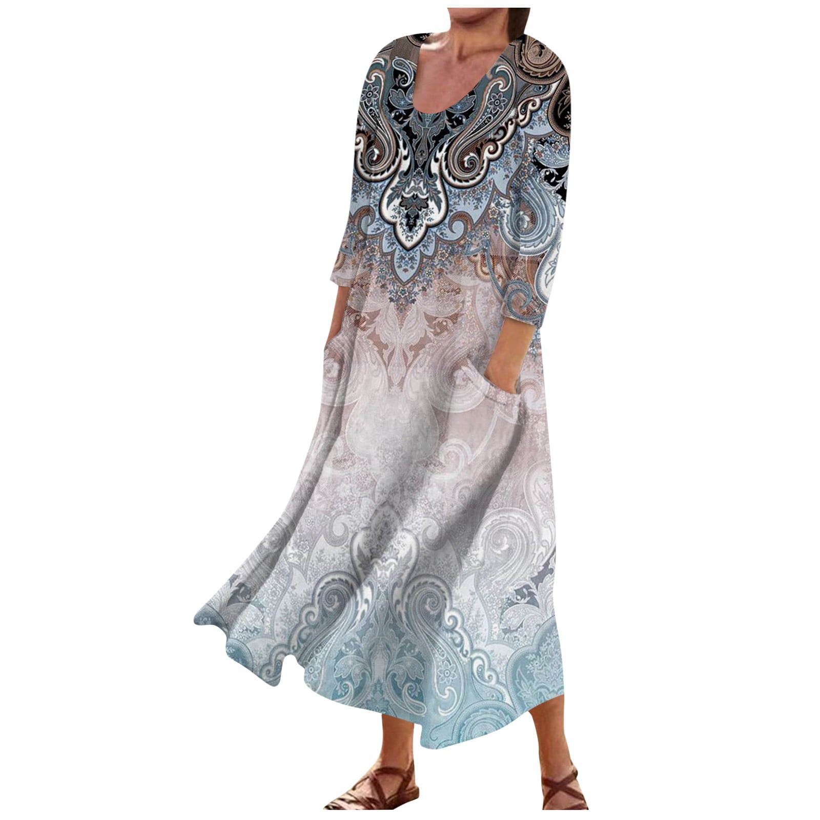 Julmcomo Plus Size Dresses For Women Casual Swing Sun Dresses 3 4