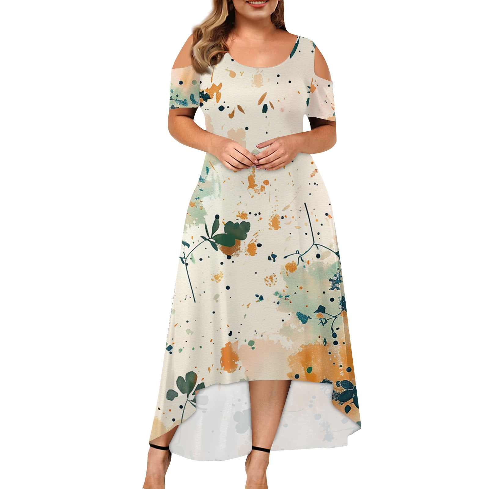 Julmcomo Plus Size Maxi Dresses For Women 4x Trendy Floral Boho Off