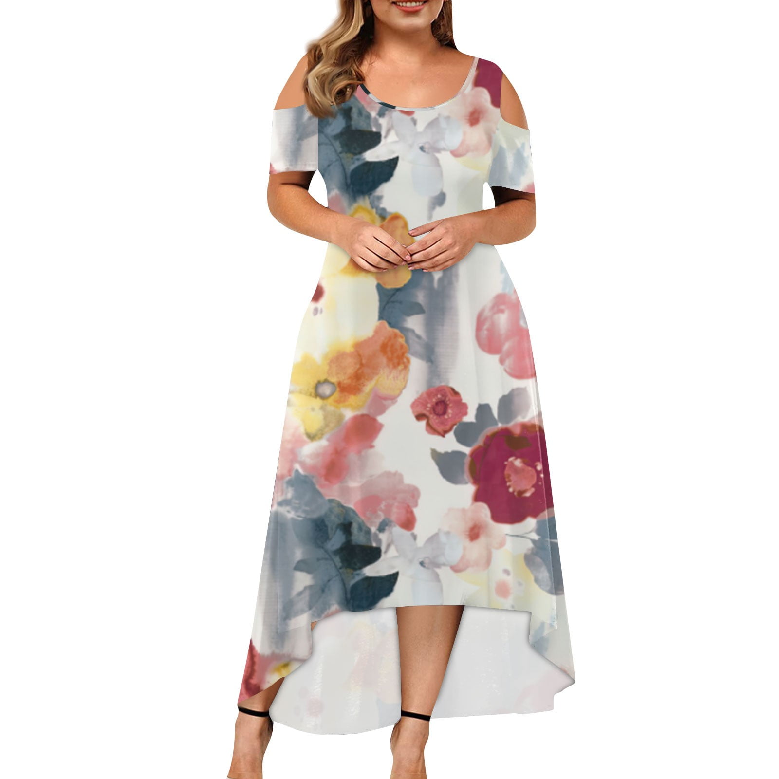 Julmcomo Plus Size Maxi Dresses For Women Summer Trendy Floral Boho Off