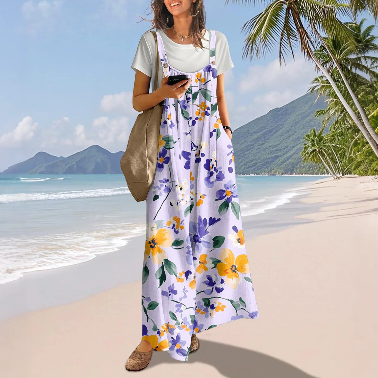 JULMCOMO Plus Size Rompers for Curvy Women Summer Adjustable Strap ...