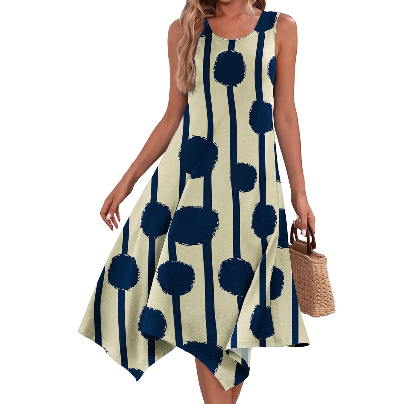 Julmcomo Plus Size Summer Dresses Casual Sleeveless Sundress