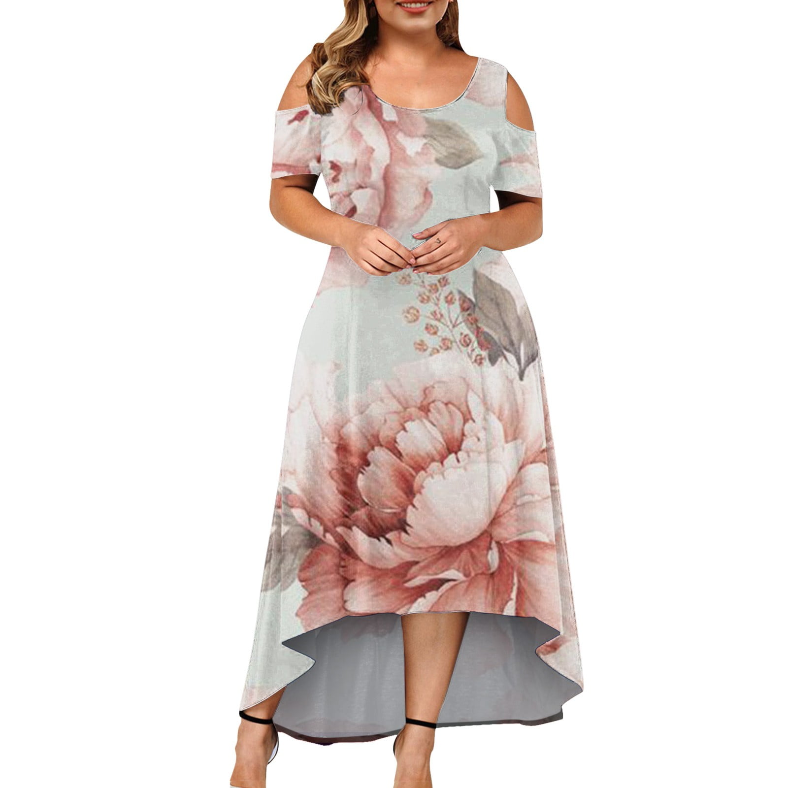 Julmcomo Plus Size Summer Dresses For Women Clearance Trendy Floral