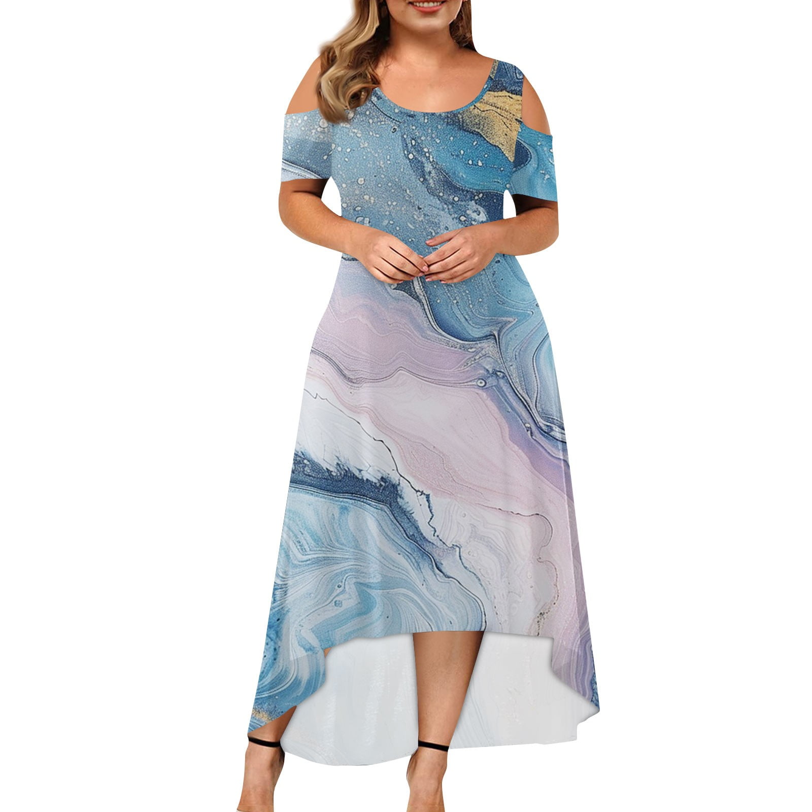 Julmcomo Plus Size Summer Maxi Dresses For Women Summer Trendy Marble