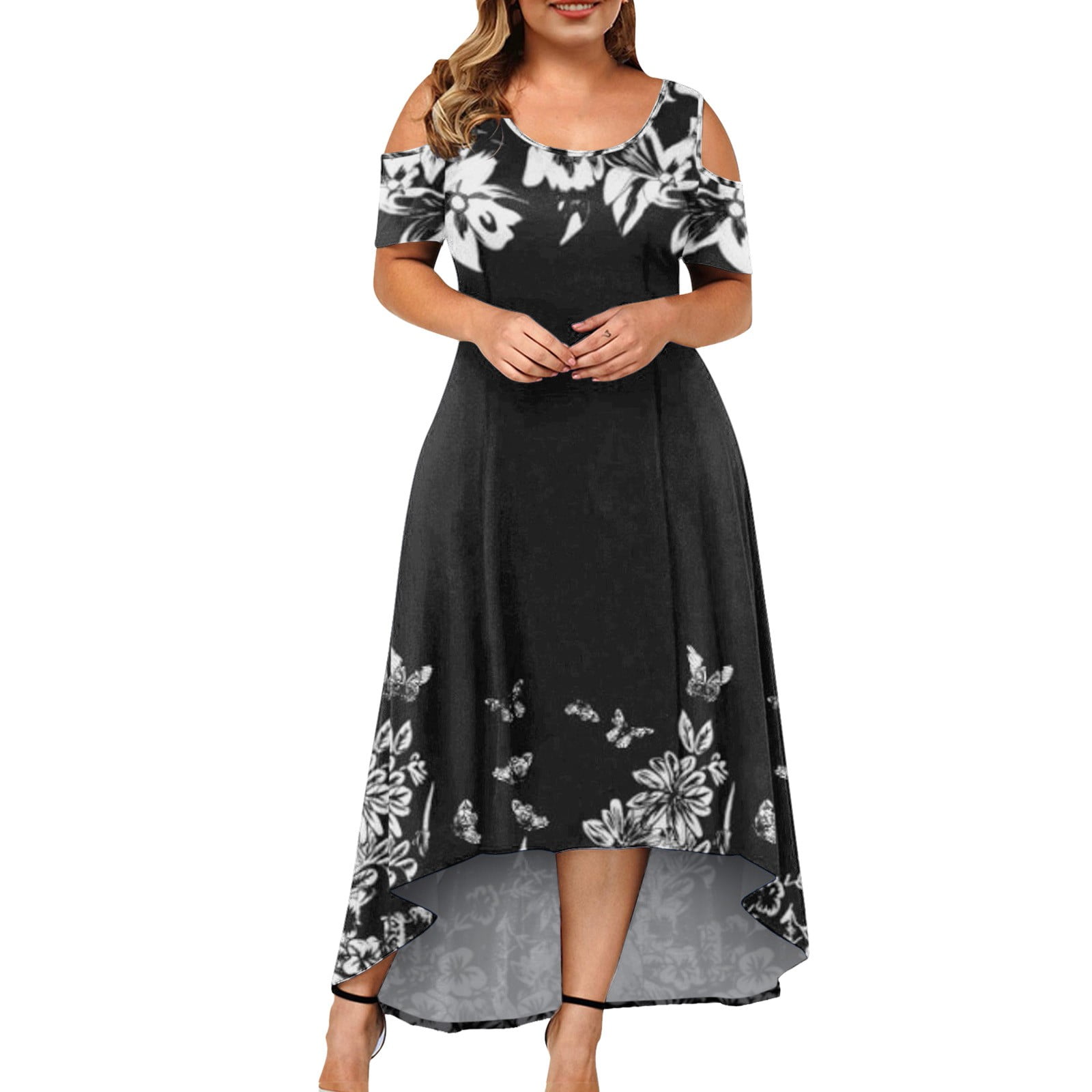 Julmcomo Plus Size Summer Sundress For Women 4x Trendy Floral Boho Cold