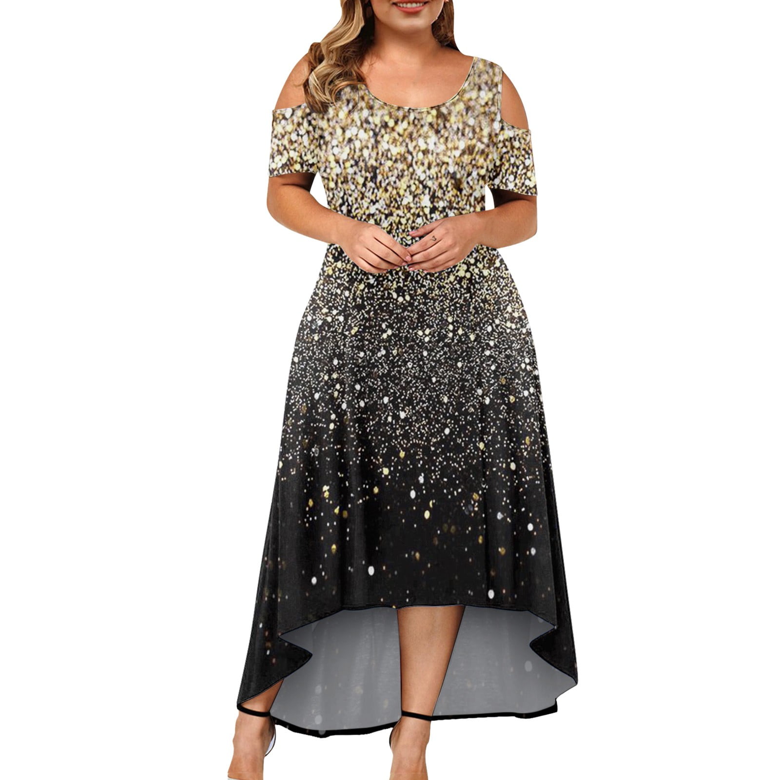 Julmcomo Plus Size Summer Sundress For Women 4x Trendy Floral Boho Off