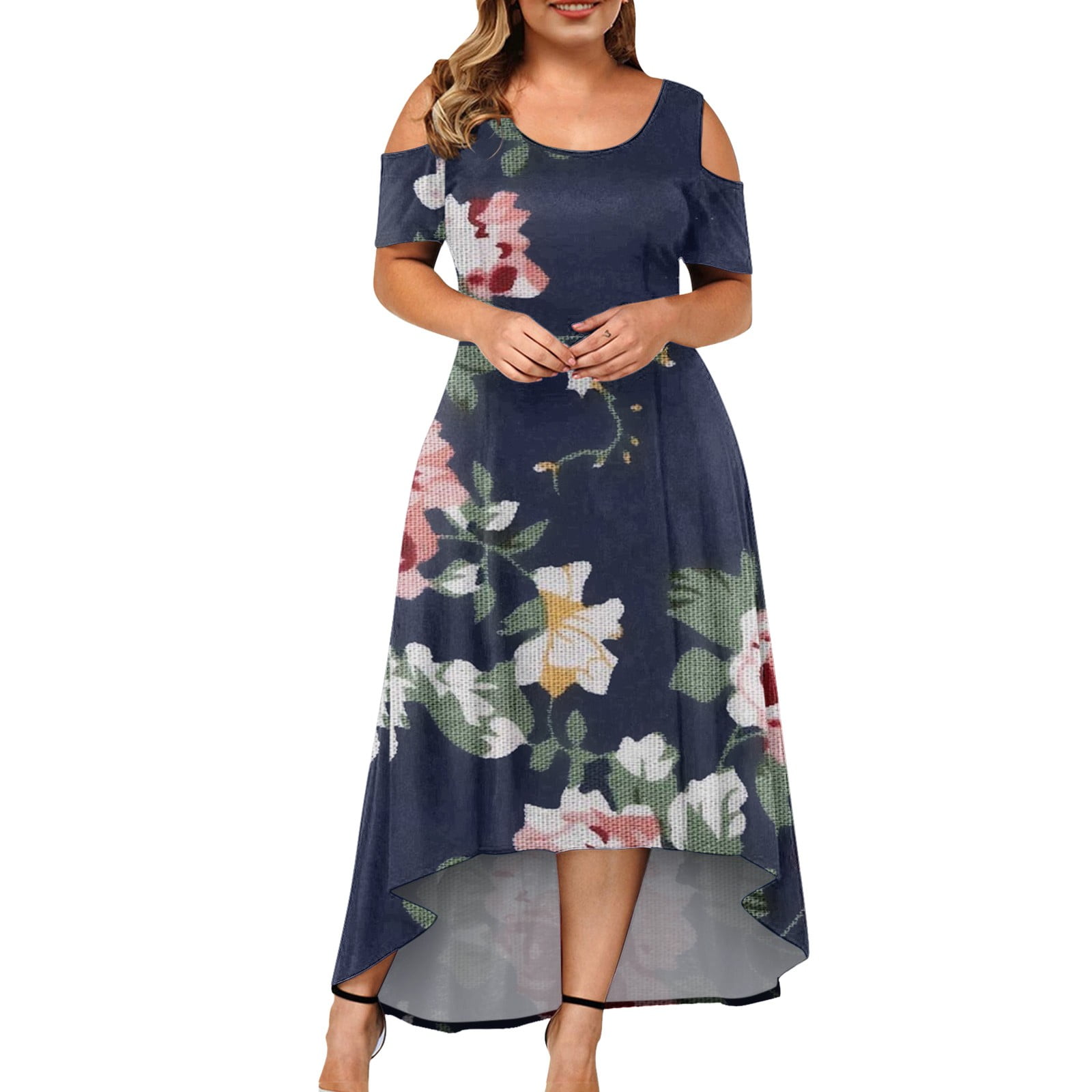 Julmcomo Plus Size Sundress For Curvy Women 4x Trendy Floral Boho Off