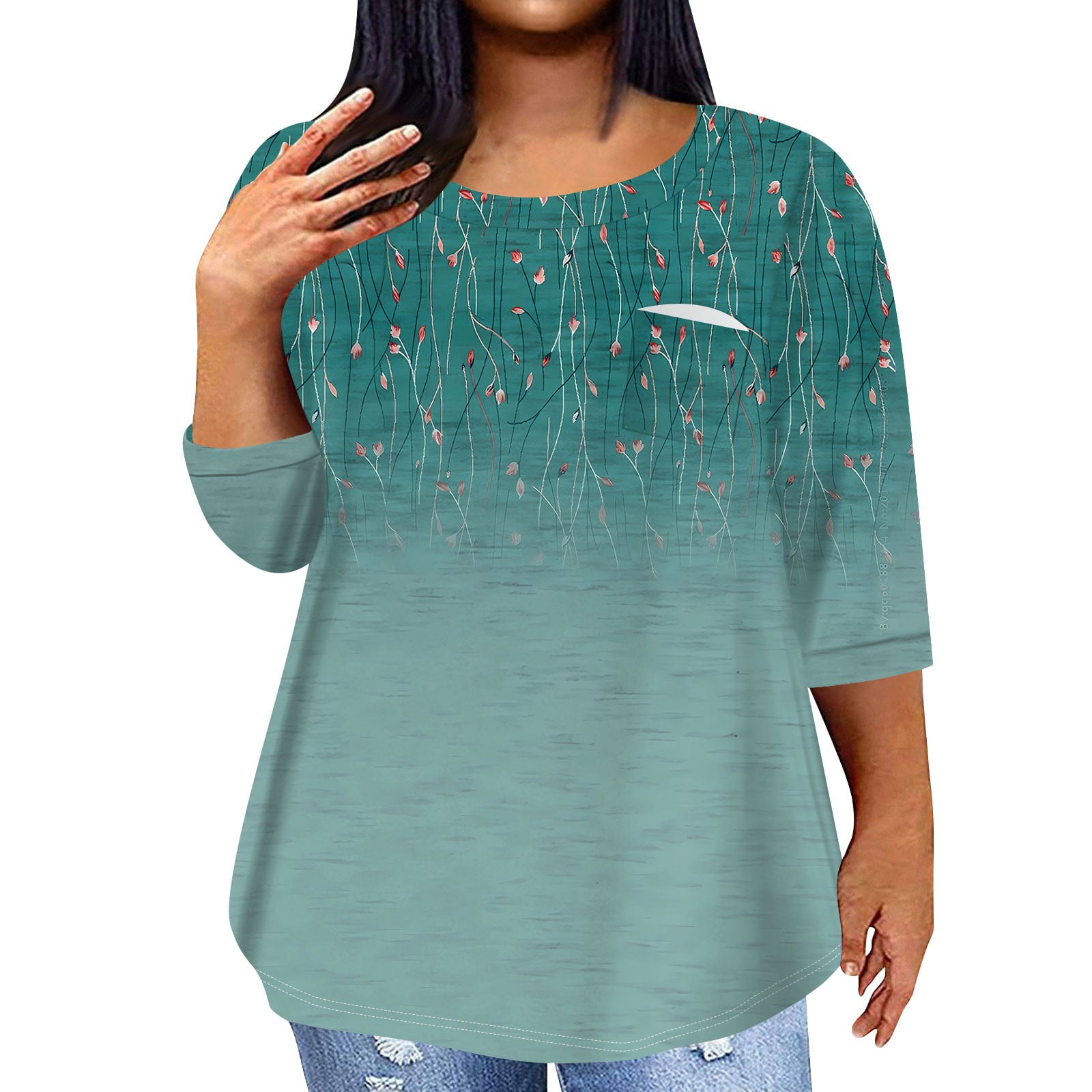 JULMCOMO Plus Size Tops for Women 4x-5x Tunic Spring Shirts Gradient ...