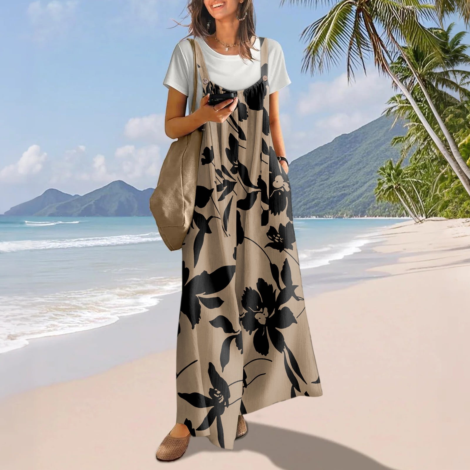 JULMCOMO Rompers for Women 2025 Sleeveless Shorts Overall Loose Fit ...