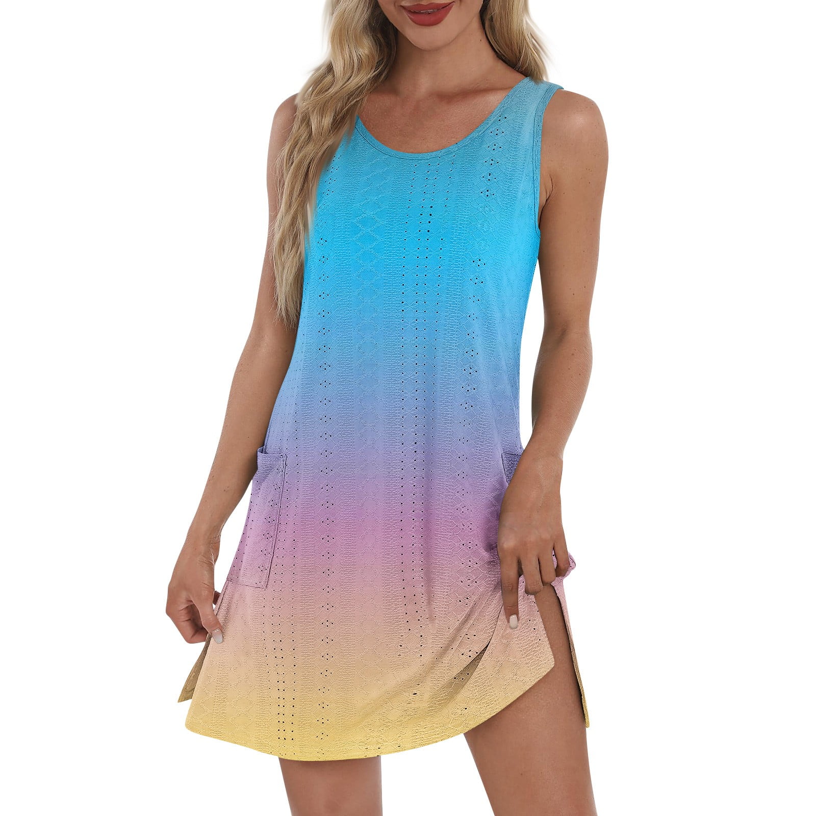 JULMCOMO Summer Dresses for Women 2025 Eyelet V Neck Sundresses Trendy ...
