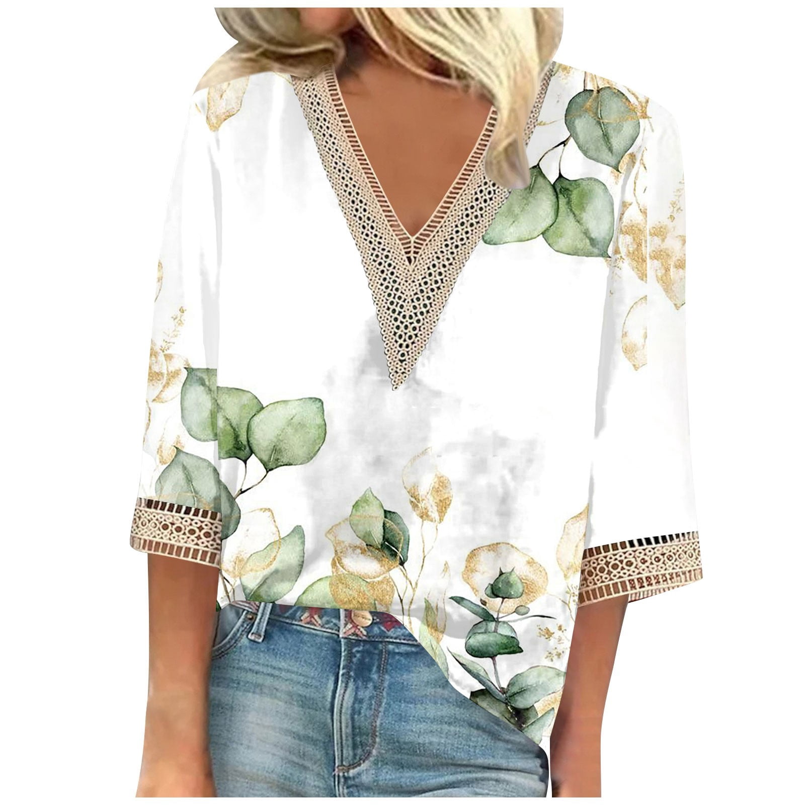 JULMCOMO Summer Tops for Women 2024 Casual 3/4 Length Sleeves T Shirt ...