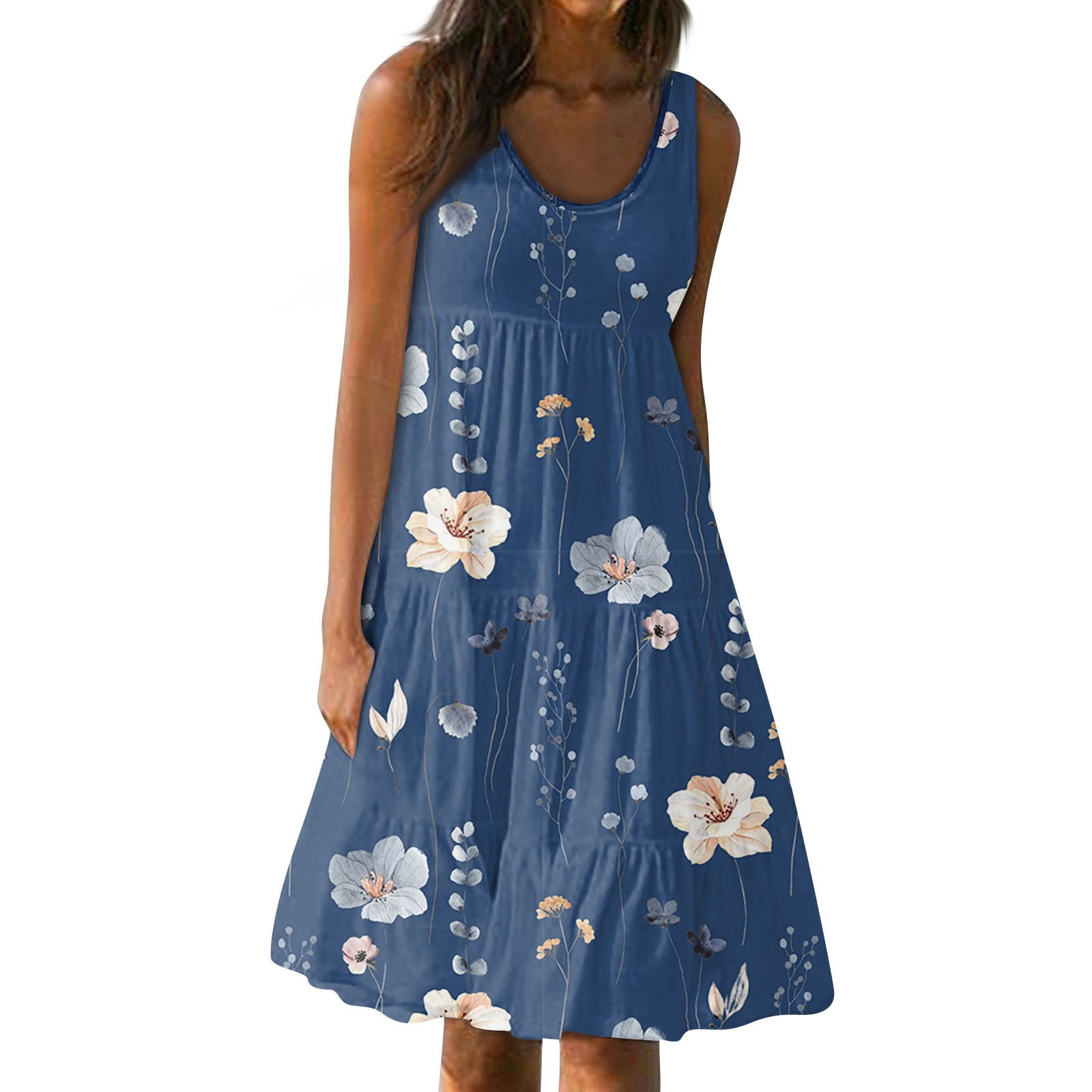 JULMCOMO Sundresses for Women 2024 Spring Sleeveless Mini Dress Floral ...