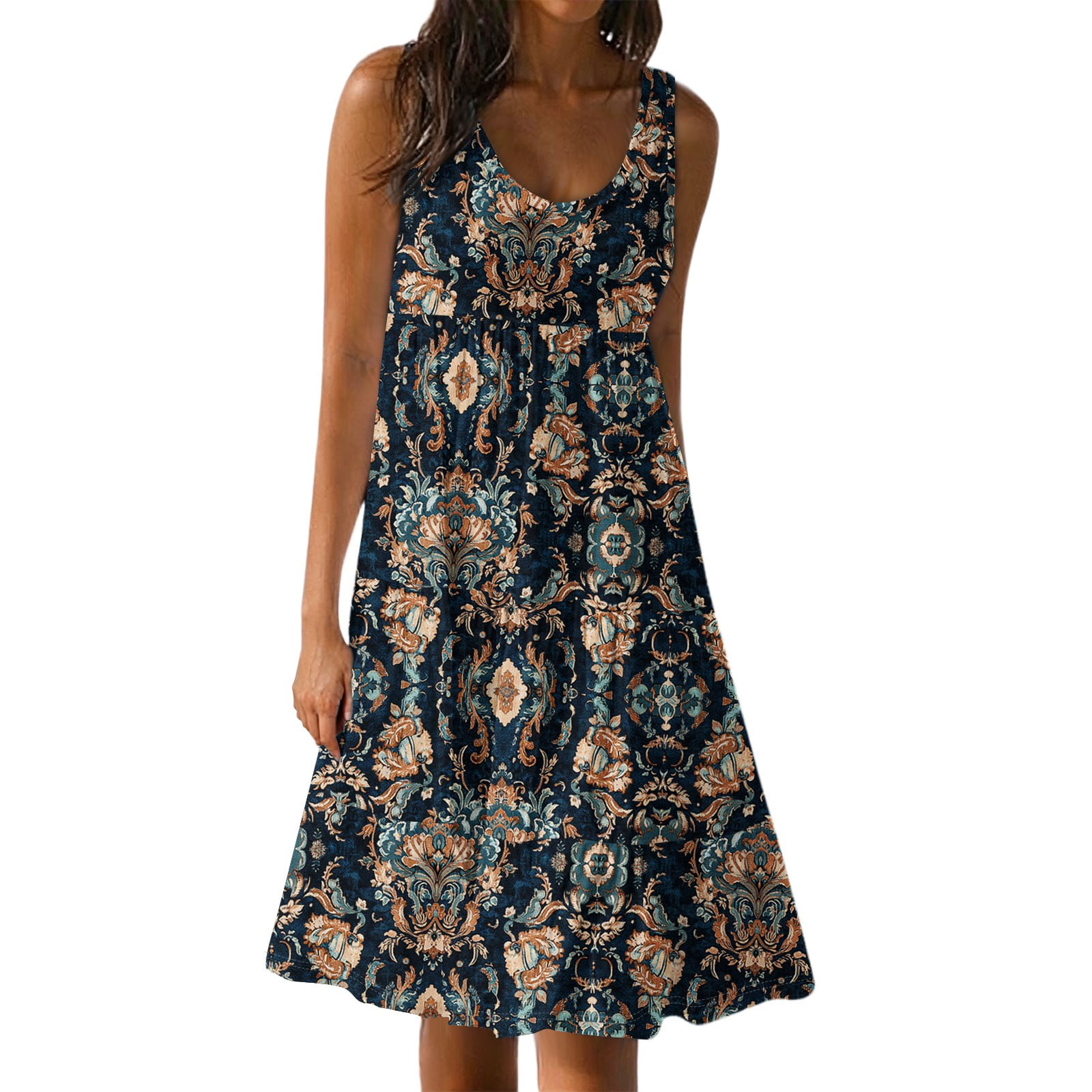 JULMCOMO Sundresses for Women 2024 Spring Sleeveless Mini Dress Floral ...