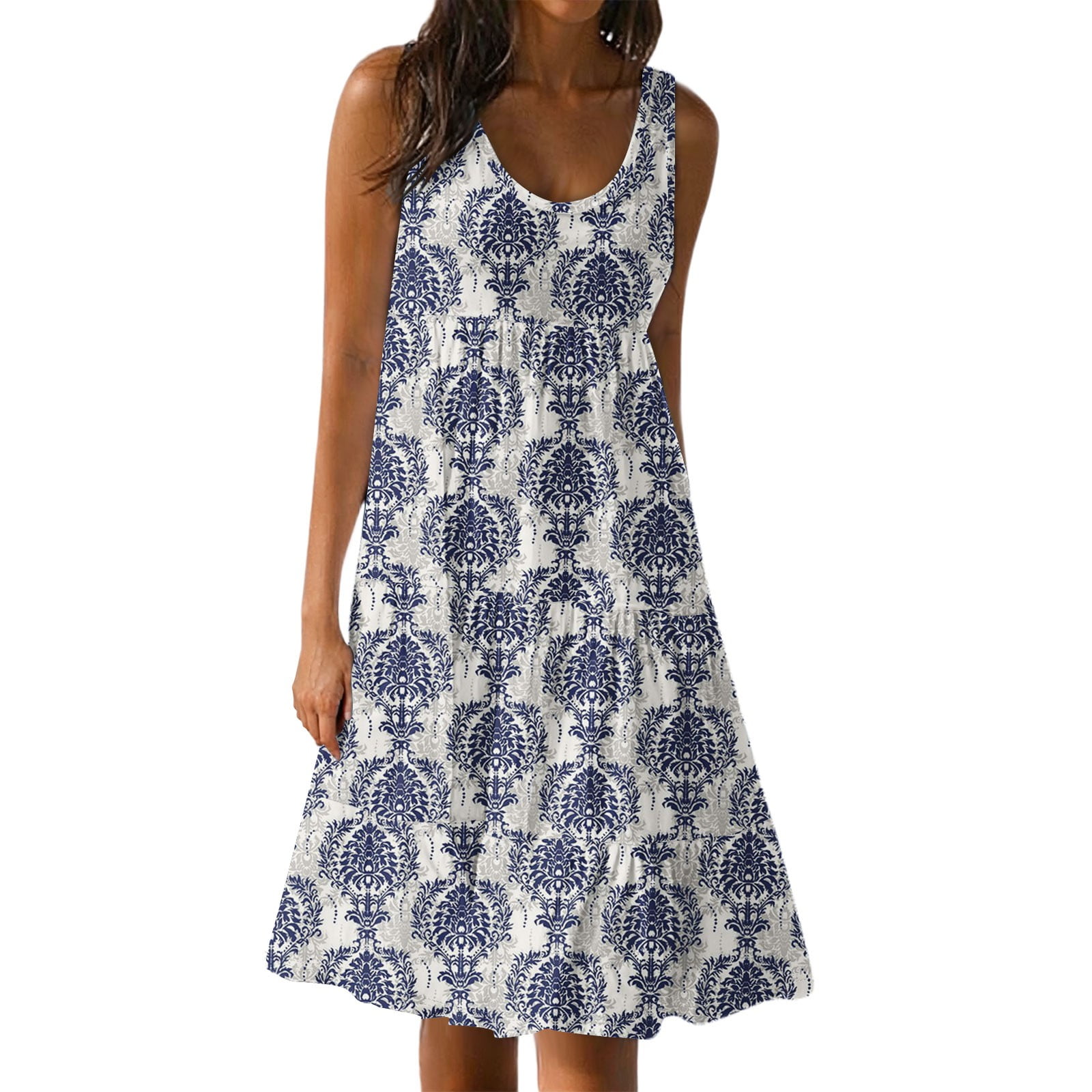 JULMCOMO Sundresses for Women 2024 Spring Sleeveless Mini Dress Floral ...