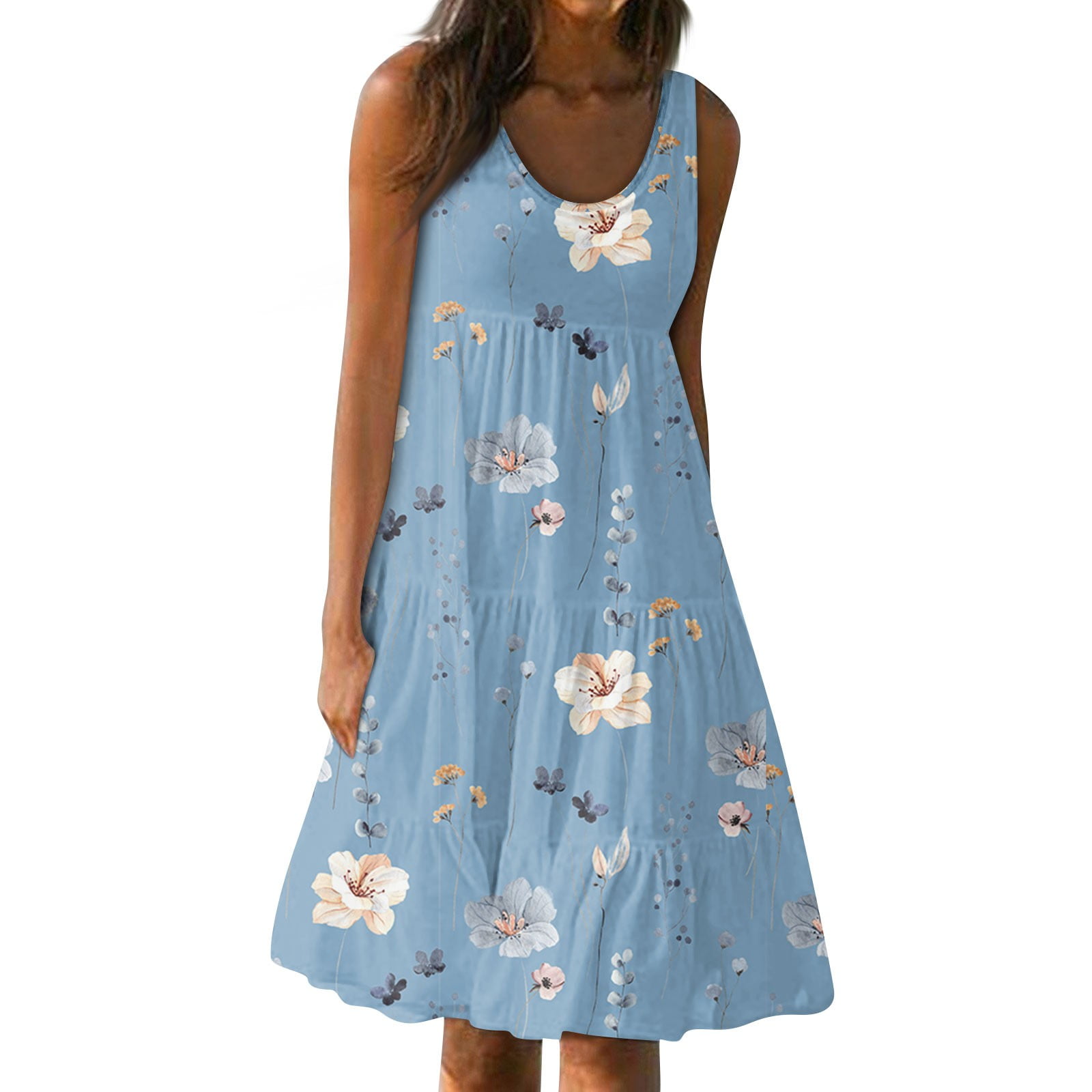 JULMCOMO Sundresses for Women 2024 Spring Sleeveless Mini Dress Floral ...