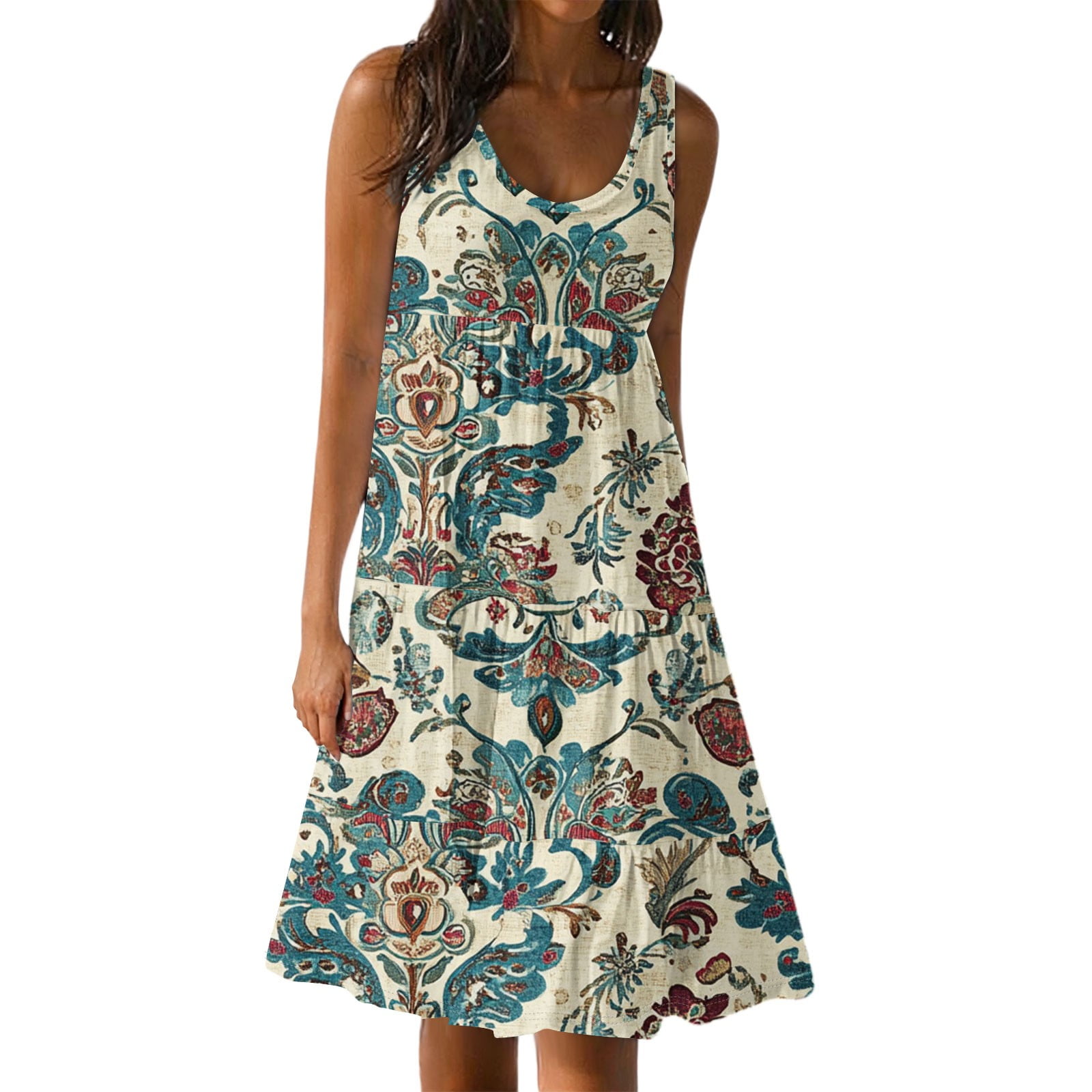 JULMCOMO Sundresses for Women 2024 Spring Sleeveless Mini Dress Floral ...