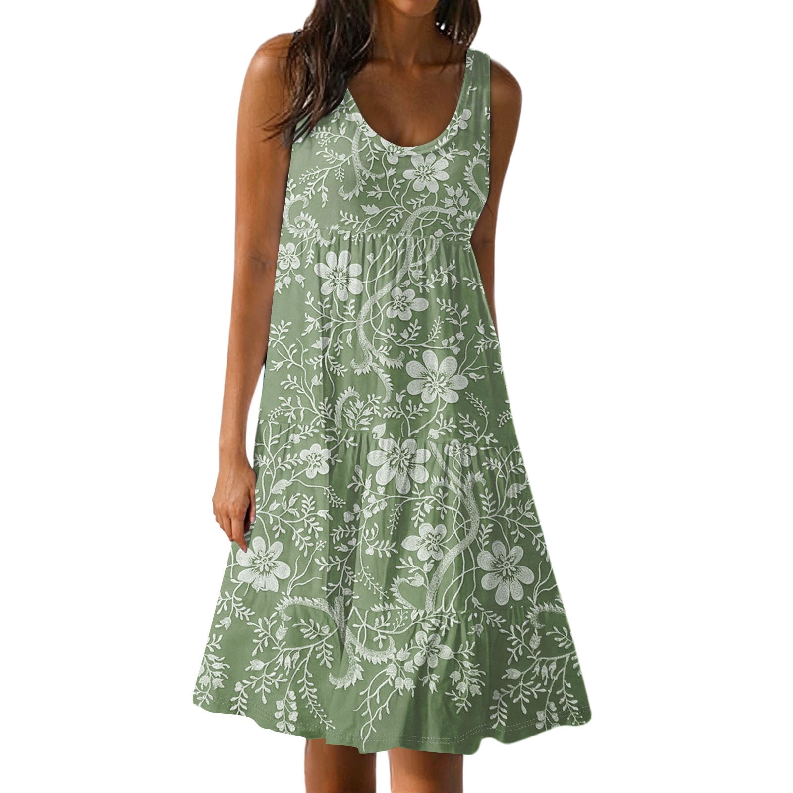 JULMCOMO Sundresses for Women 2025 Spring Sleeveless Mini Dress Floral ...