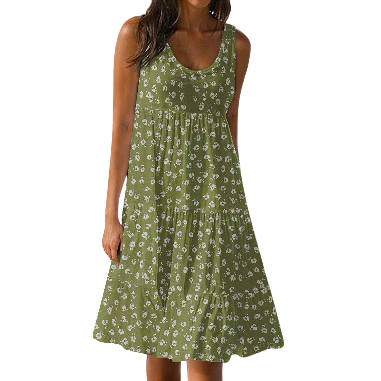 JULMCOMO Sundresses for Women 2024 Spring Sleeveless Mini Dress Floral ...