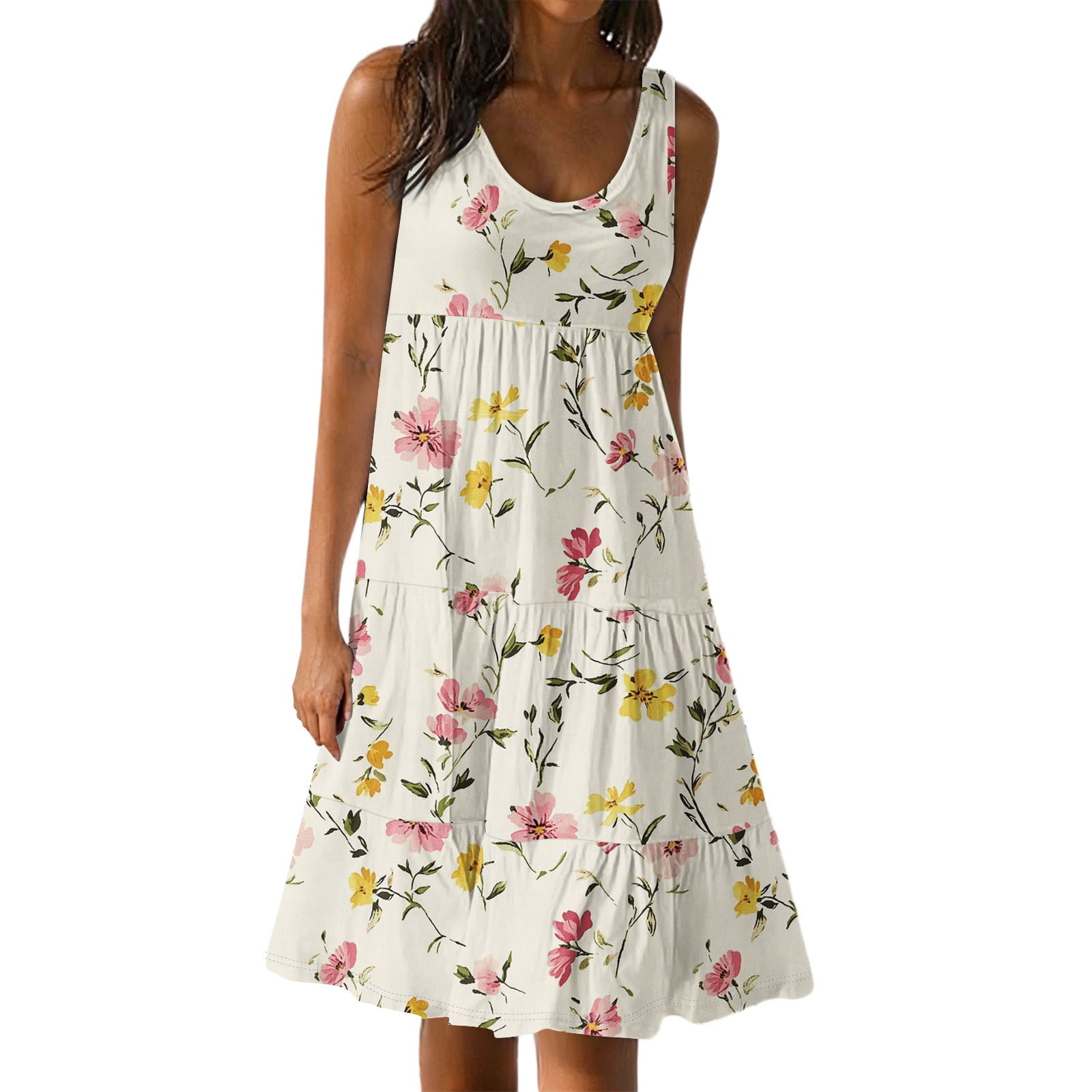 JULMCOMO Sundresses for Women 2024 Spring Sleeveless Mini Dress Floral ...