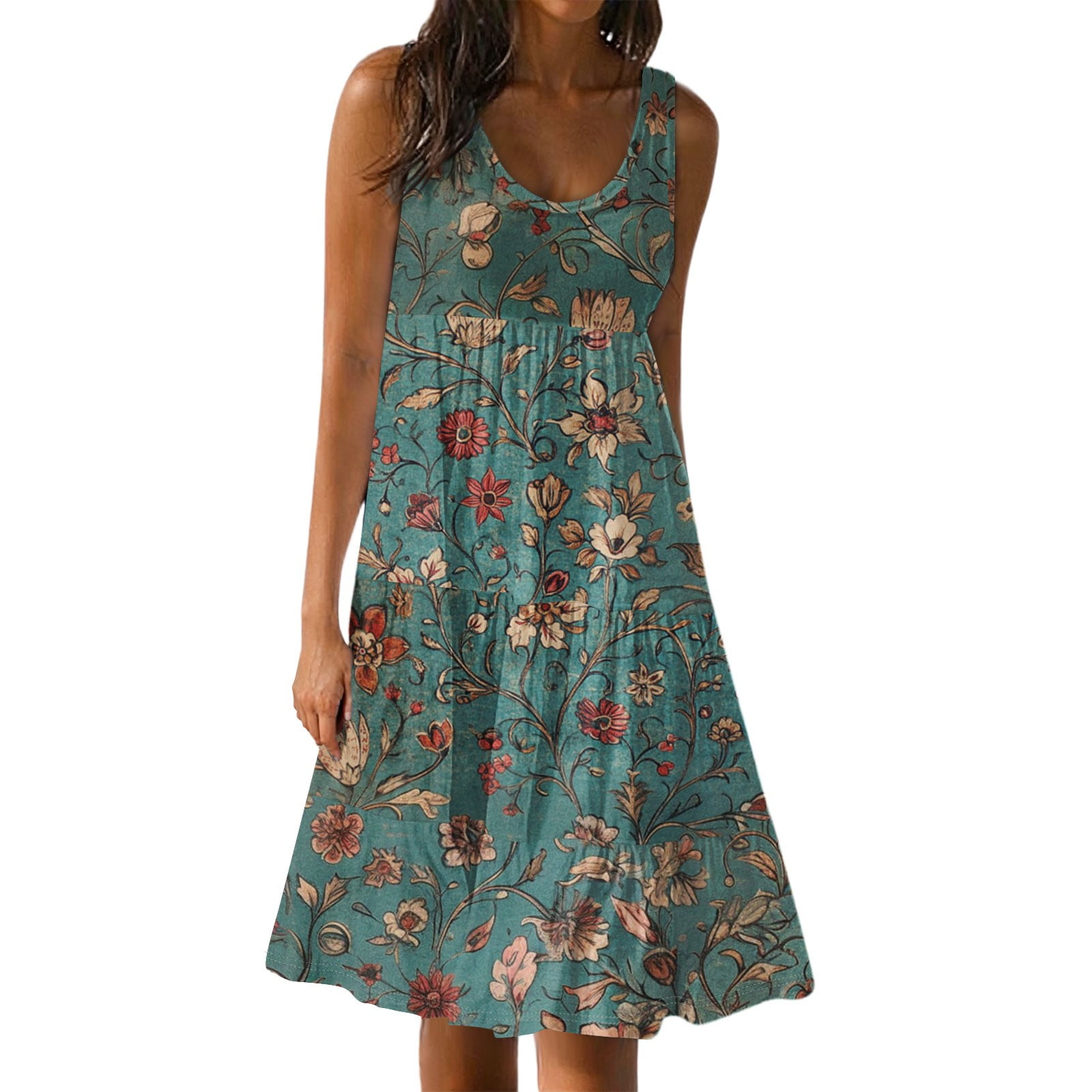 JULMCOMO Sundresses for Women 2025 Spring Sleeveless Mini Dress Floral ...