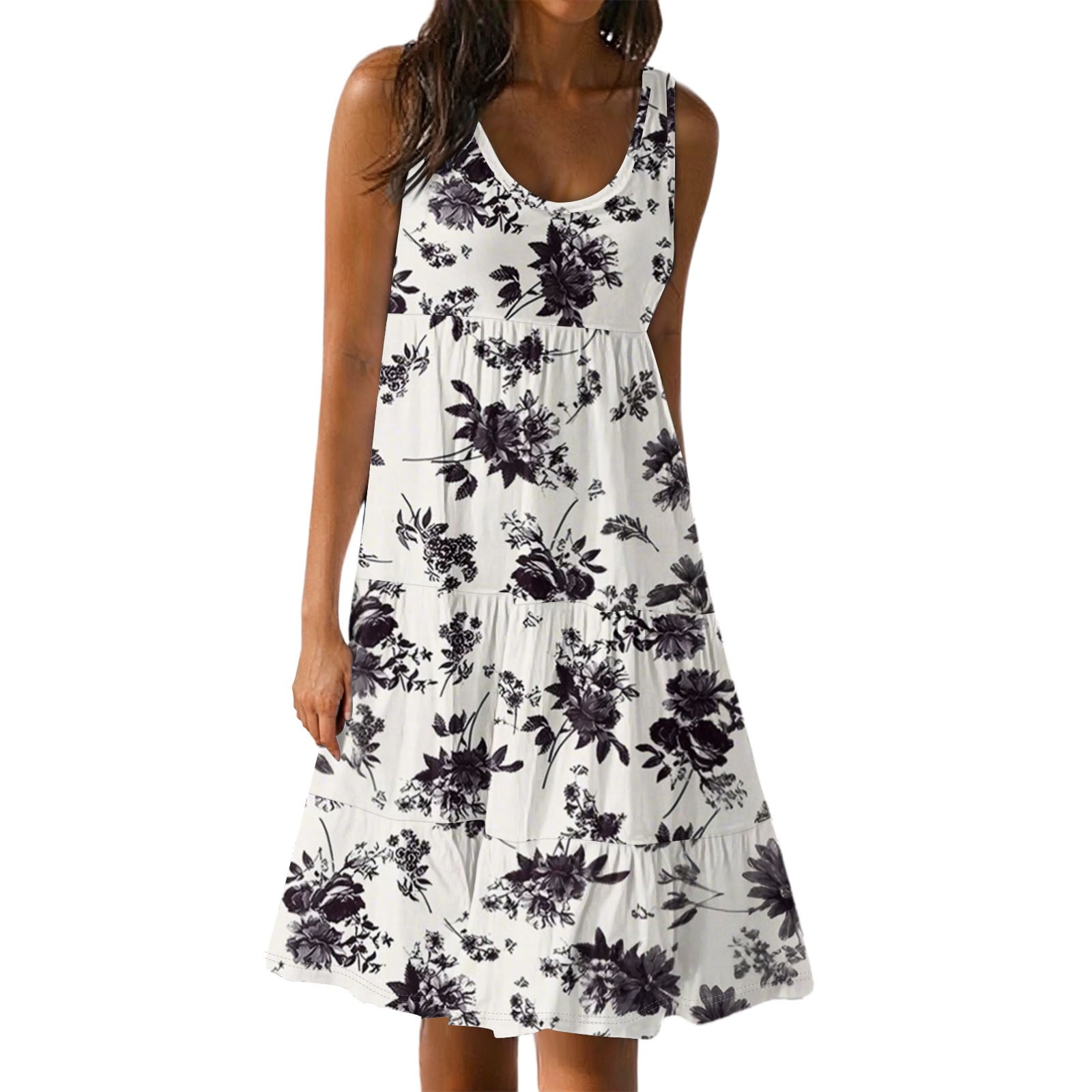 JULMCOMO Sundresses for Women 2025 Spring Sleeveless Mini Dress Floral ...