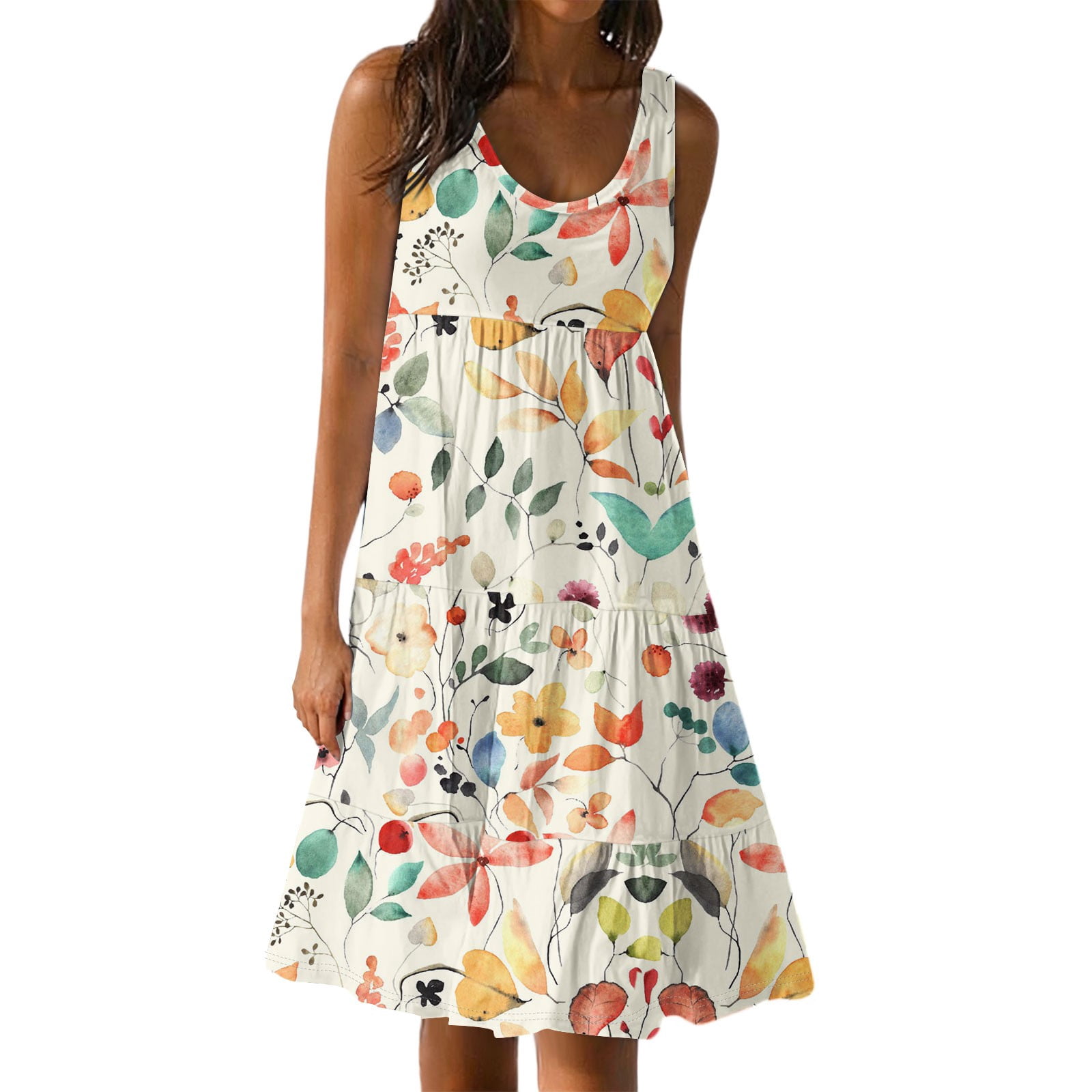 JULMCOMO Sundresses for Women 2025 Spring Sleeveless Mini Dress Floral ...