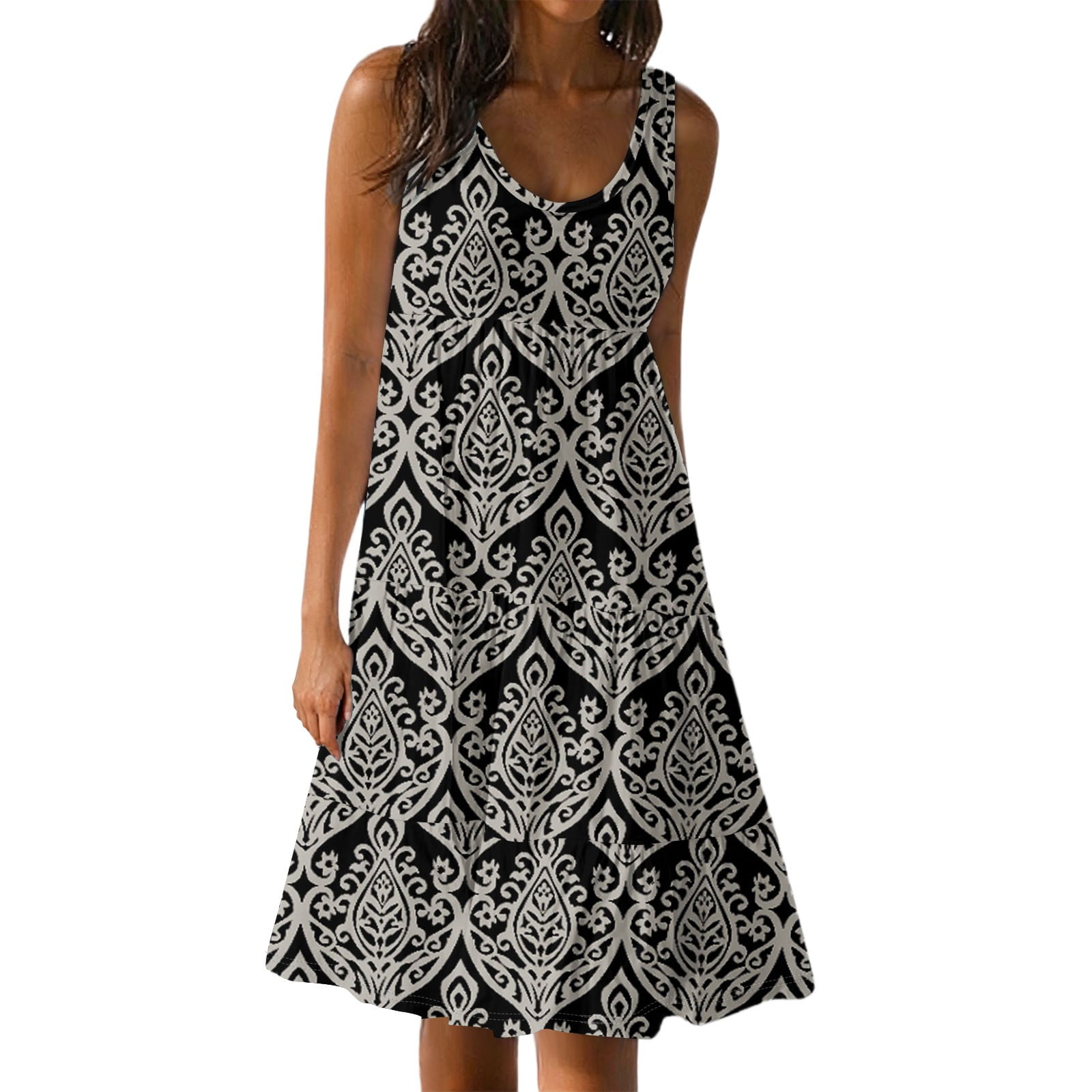 JULMCOMO Sundresses for Women 2025 Spring Sleeveless Mini Dress Floral ...