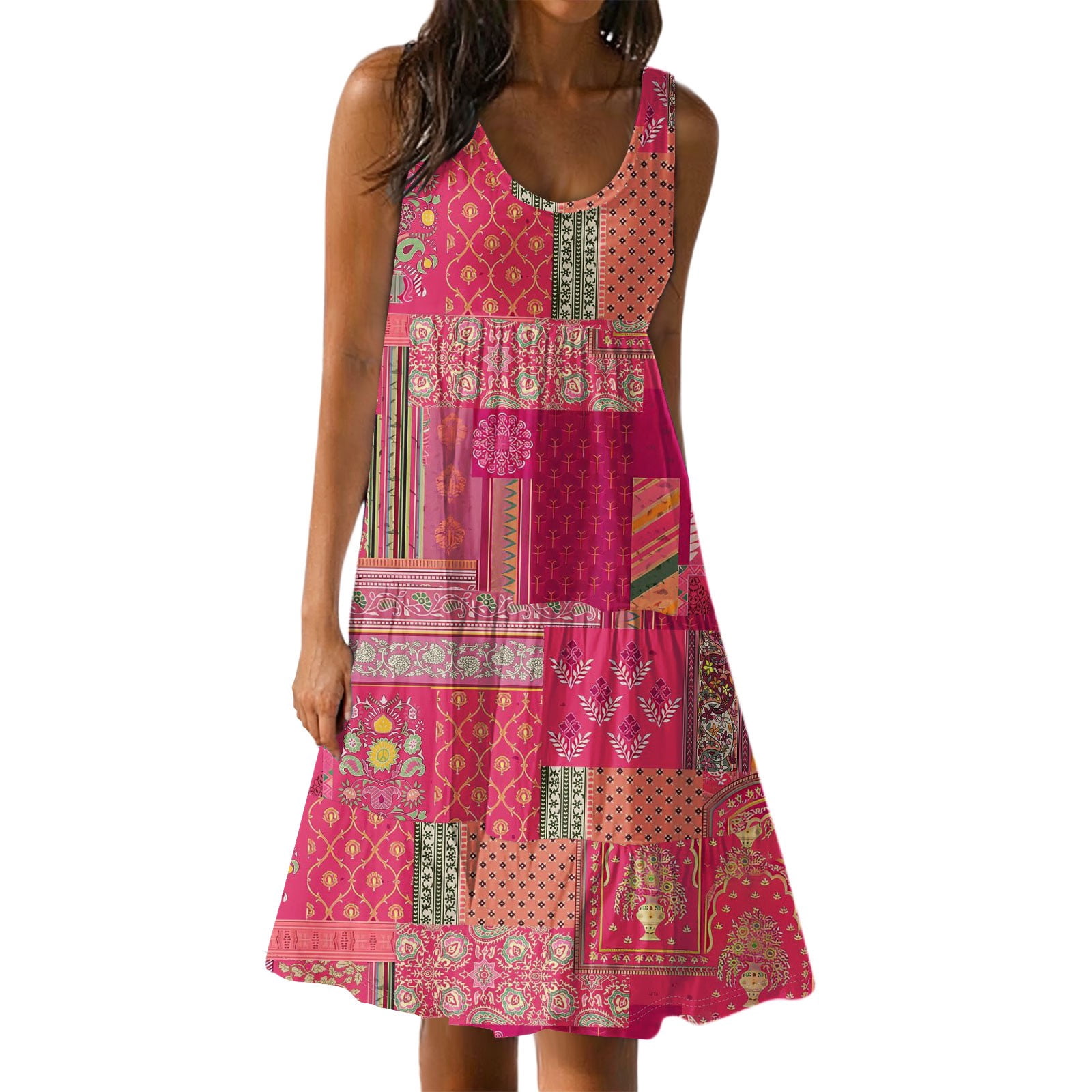 JULMCOMO Sundresses for Women 2025 Spring Sleeveless Mini Dress Floral ...