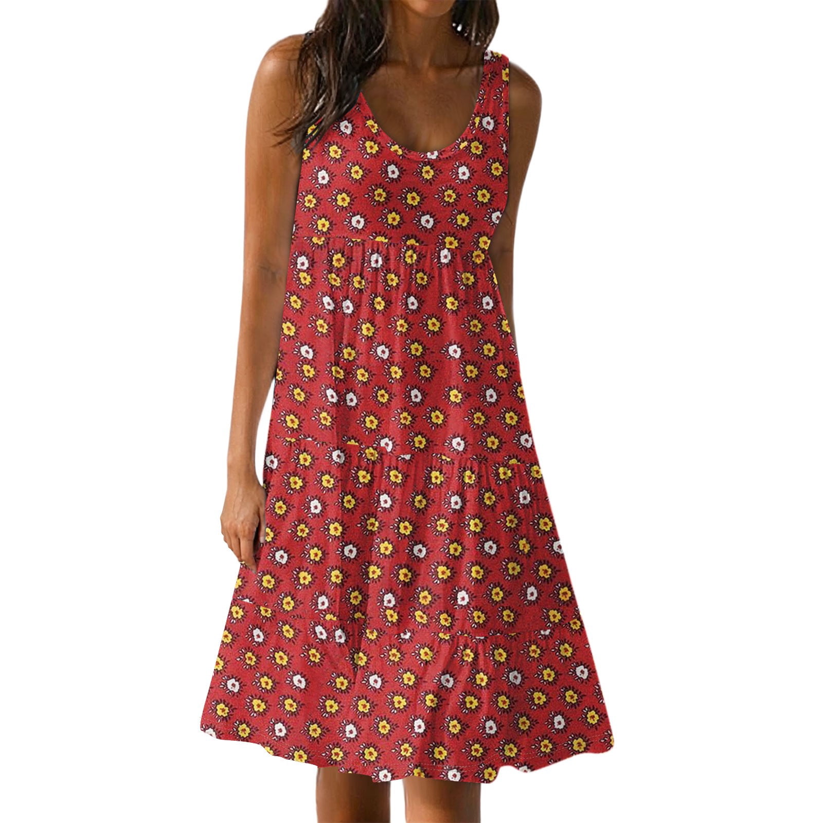 JULMCOMO Sundresses for Women 2025 Trendy Sleeveless Mini Dress Floral ...