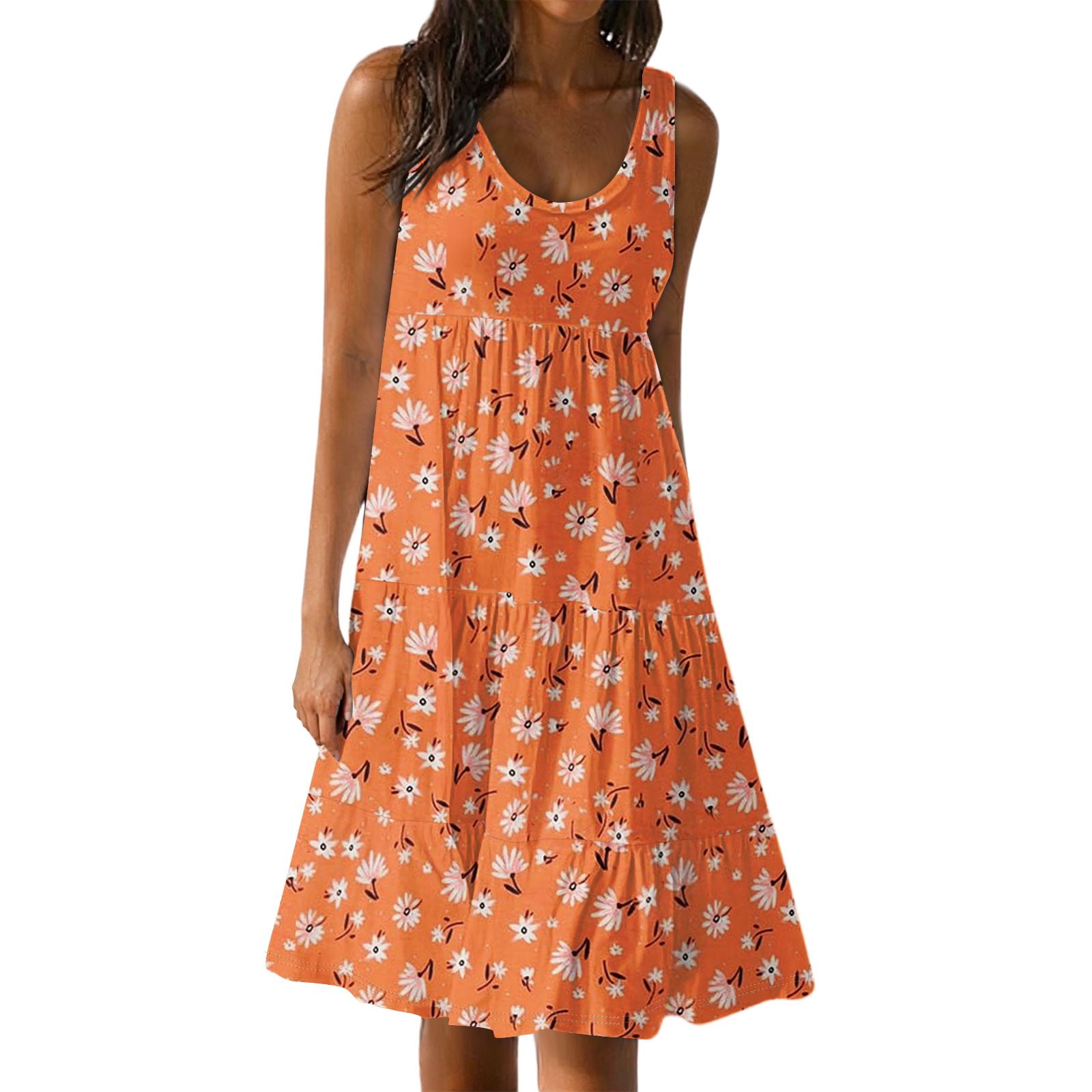 JULMCOMO Sundresses for Women Trendy Sleeveless Tank Dress Floral Print ...