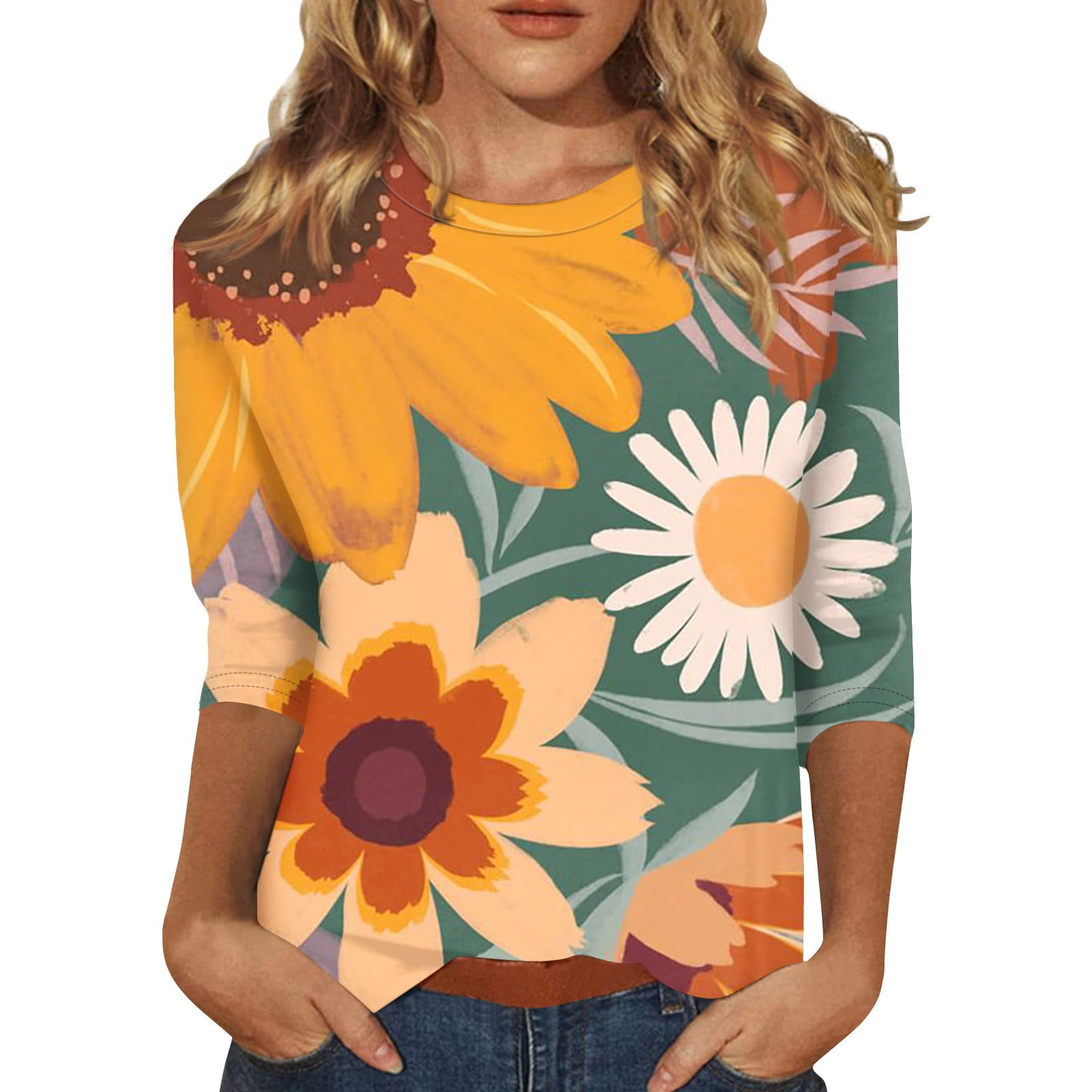 JULMCOMO Sunflower Shirts for Women 3/4 Length Sleeve Mother's Day Tops ... JULMCOMO Sunflower Shirts for Women 3/4 Length Sleeve Mother's Day Tops ...