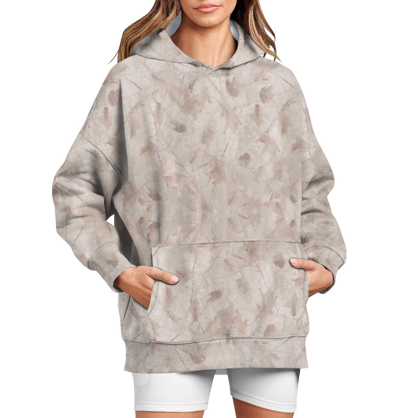 JULMCOMO Teen Girls Camo Hoodies Oversized Maple Leaf Print White Camo ...
