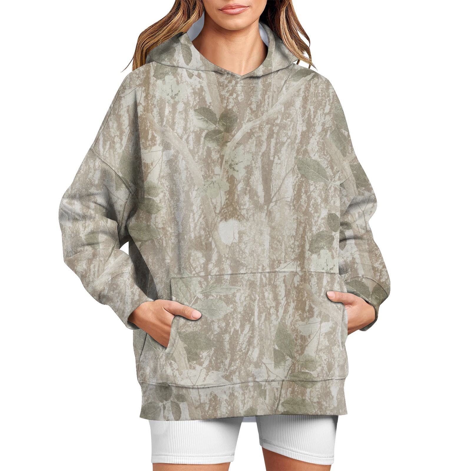 JULMCOMO Teen Girls Camo Hoodies Oversized Maple Leaf Print JULMCOMO Teen Girls Camo Hoodies Oversized Maple Leaf Print