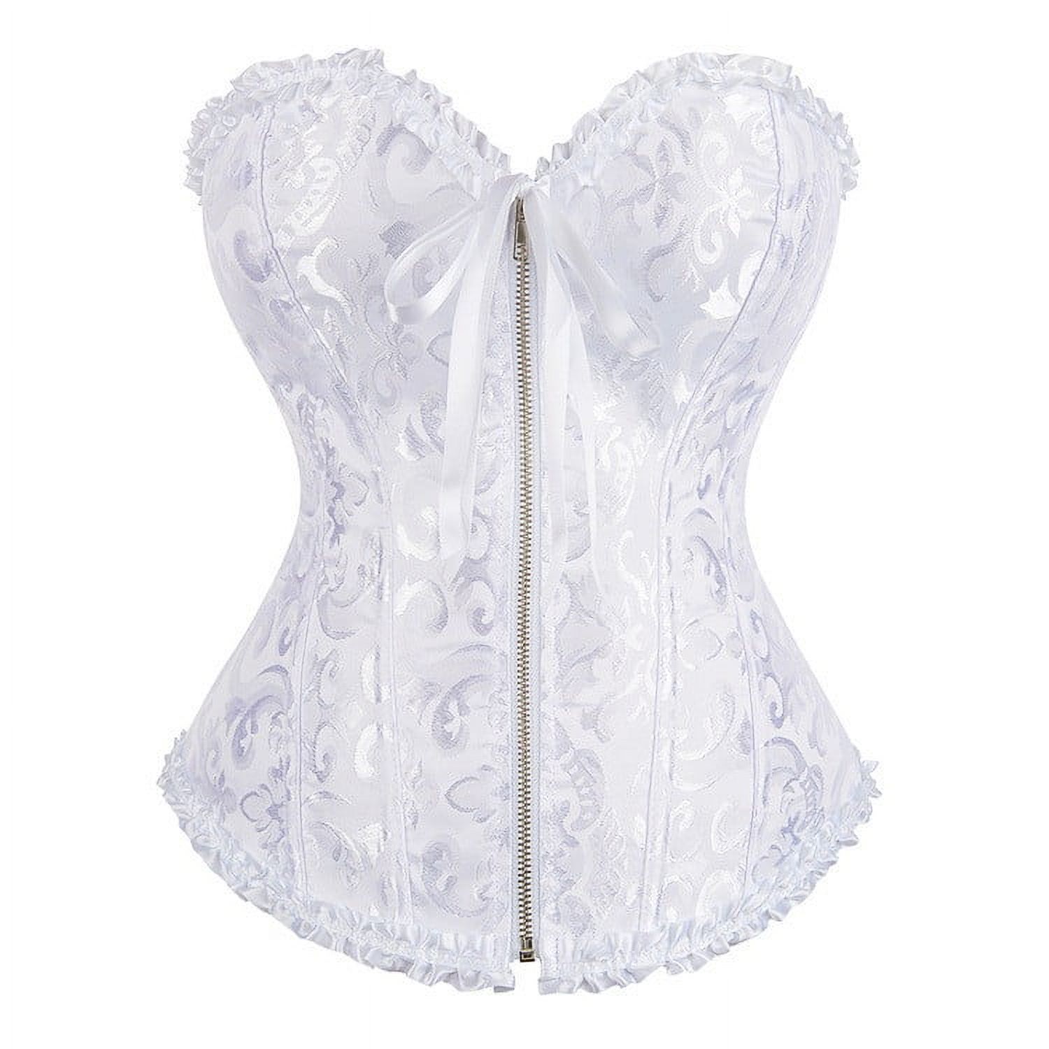 JULMCOMO White Corset Top Bustier Shapewear Lingeri Push Up Bodysuit ...