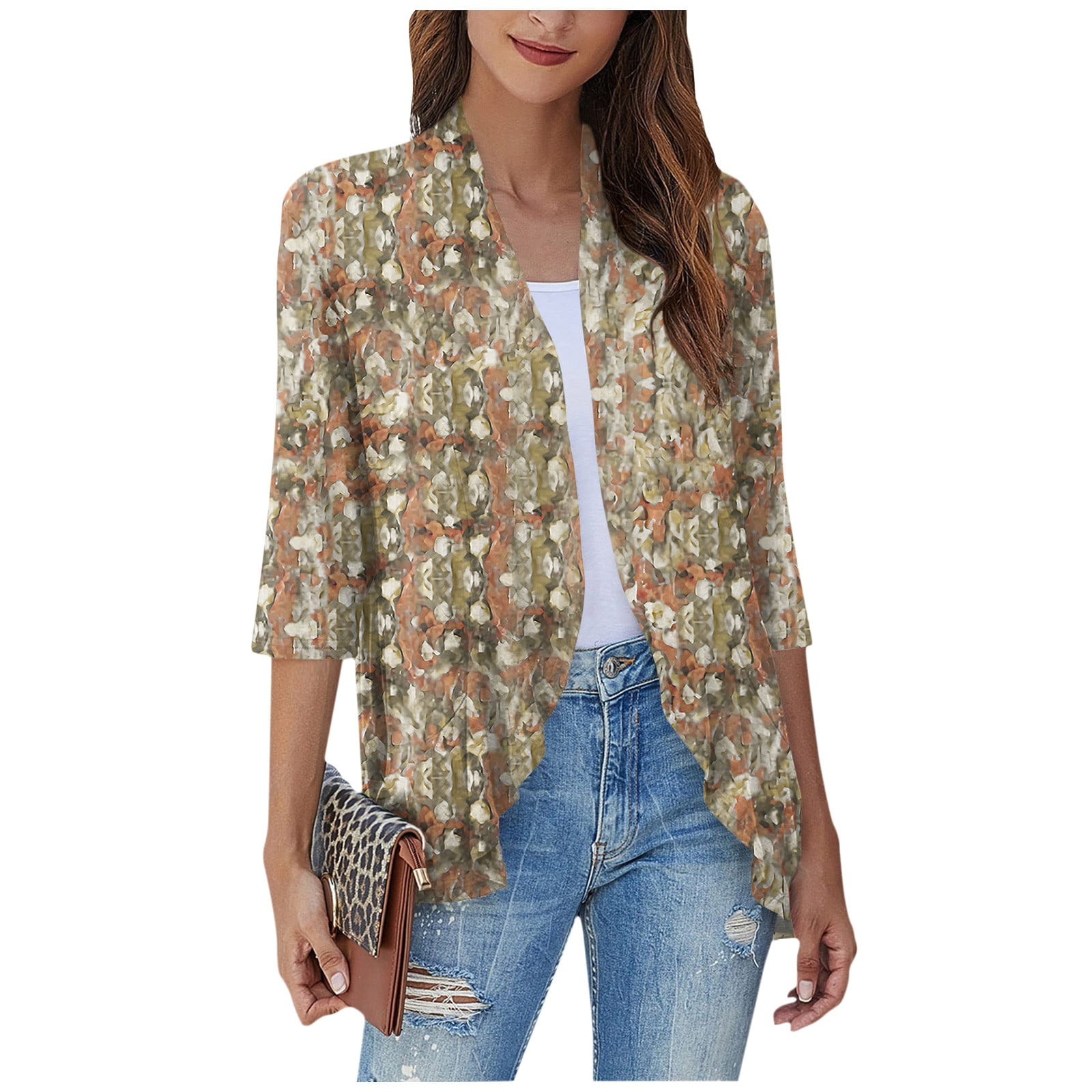 JULMCOMO Womens Kimonos Clearance 3/4 Sleeve Summer Cardigans for Women ...