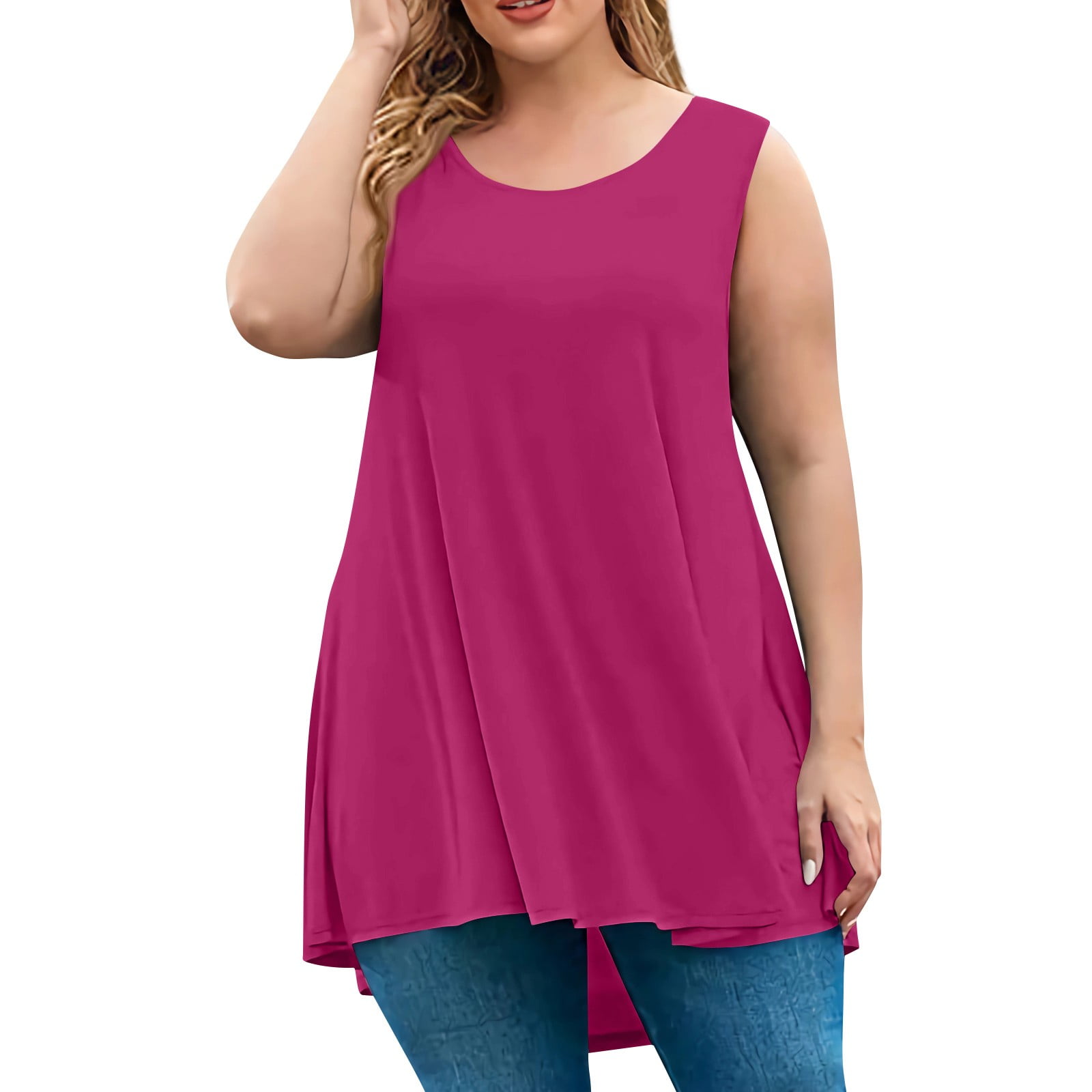 JULMCOMO Womens Plus Size Fall Tops Clearance Sleeveless Crew Neck T ...