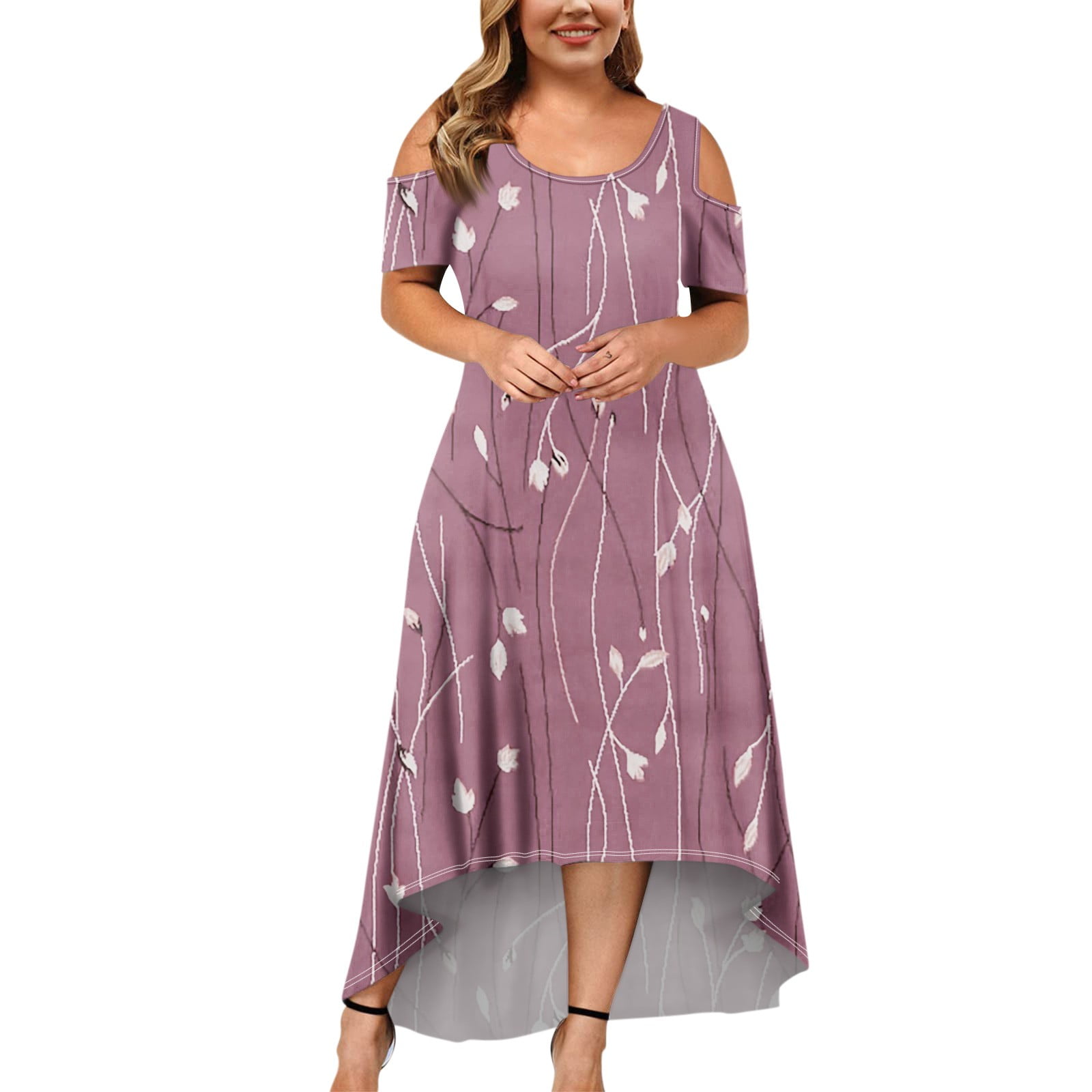 Julmcomo Womens Plus Size Maxi Dresses Clearance Trendy Floral Boho Off