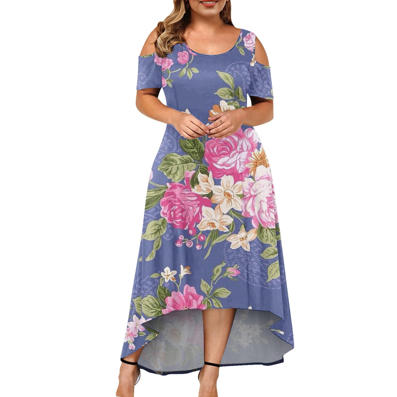 Julmcomo Womens Plus Size Summer Dresses Sexy Trendy Floral Boho Cold