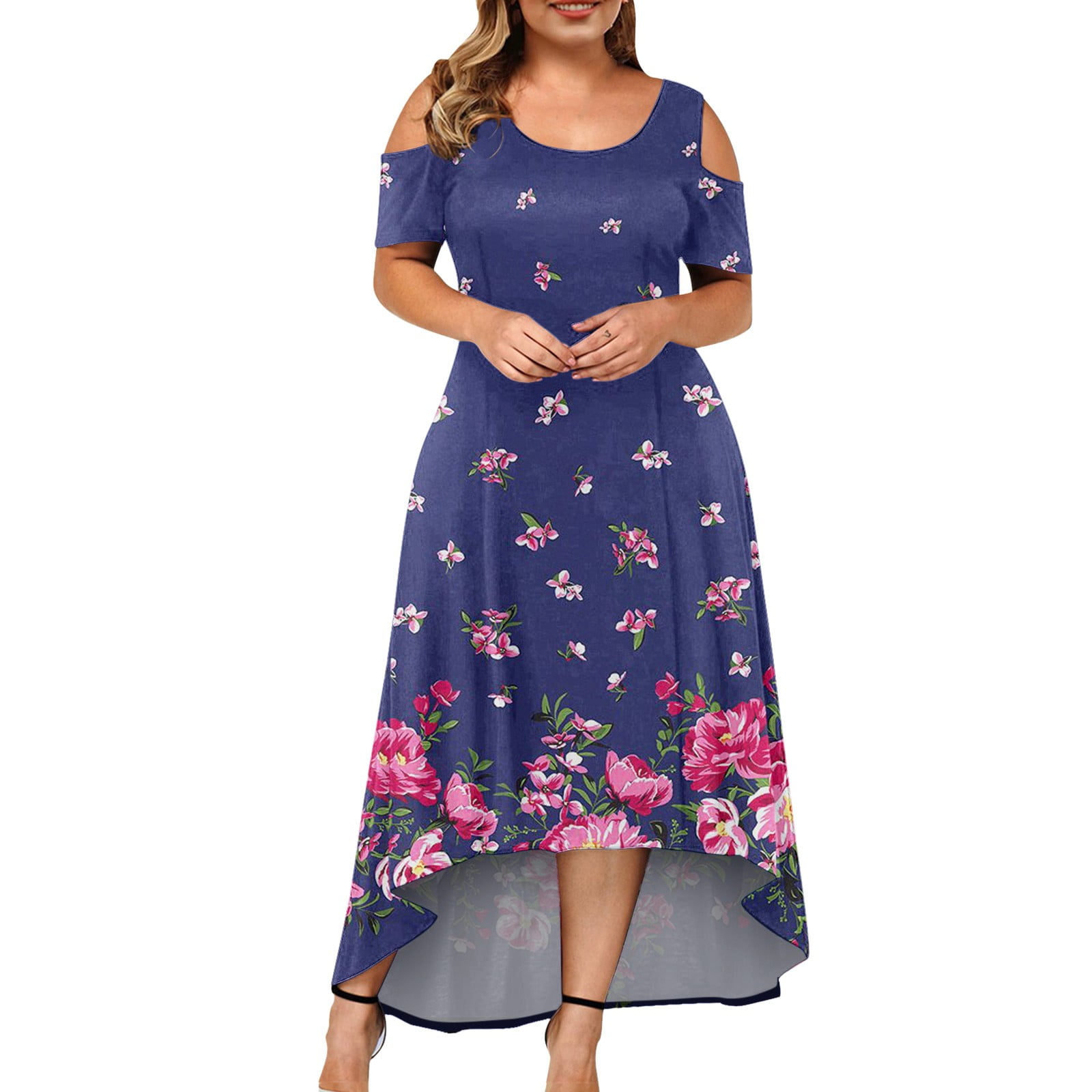 Julmcomo Womens Plus Size Summer Sun Dresses Clearance Trendy Floral