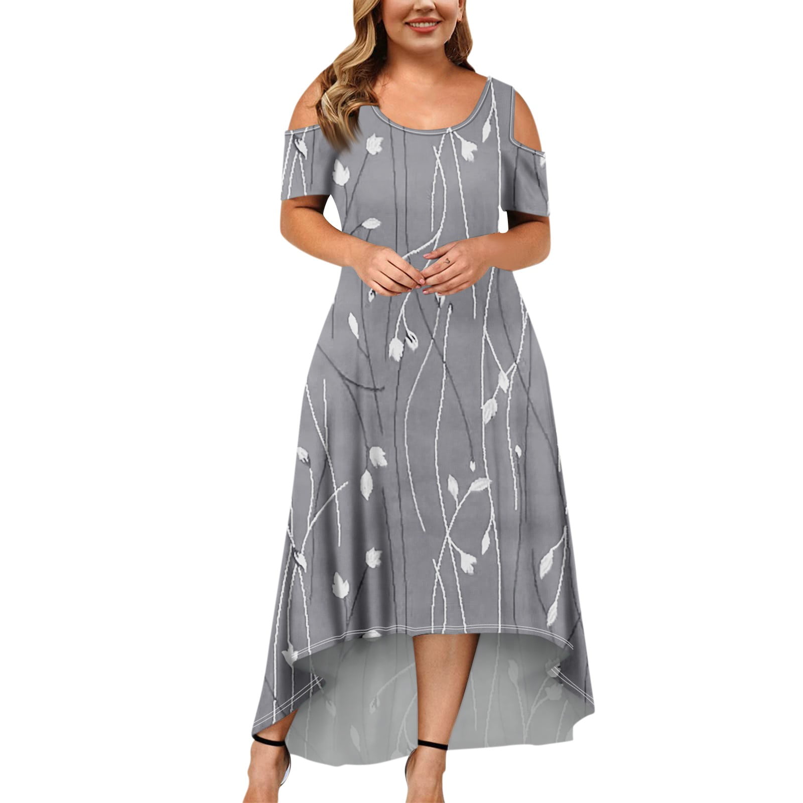 Julmcomo Womens Plus Size Summer Sun Dresses Sexy Trendy Floral Boho