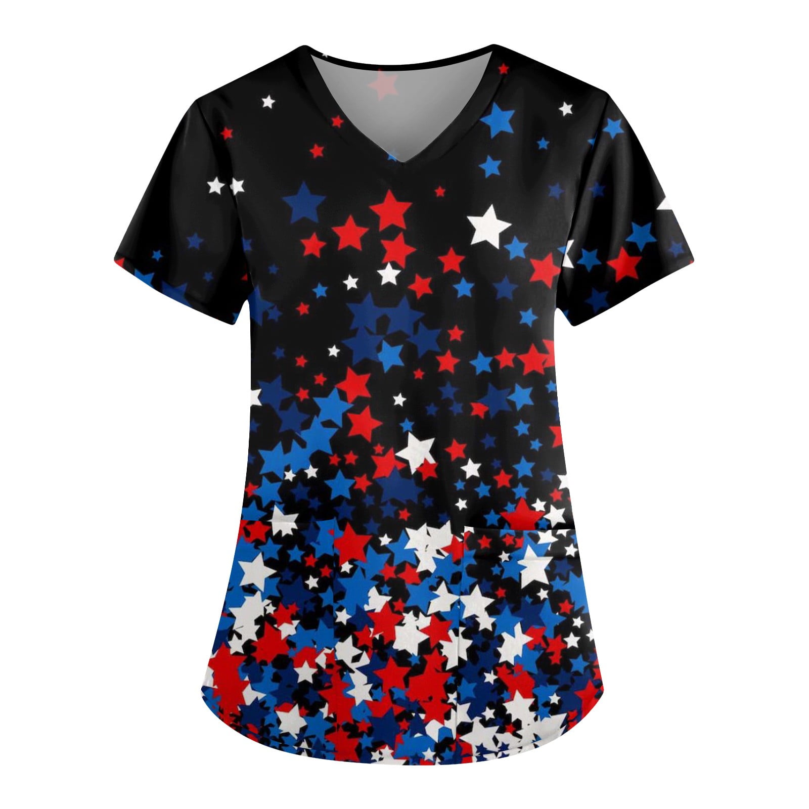 JULMCOMO Womens Scrubs Tops 2024 American Flag Stars Stripes Printed ...