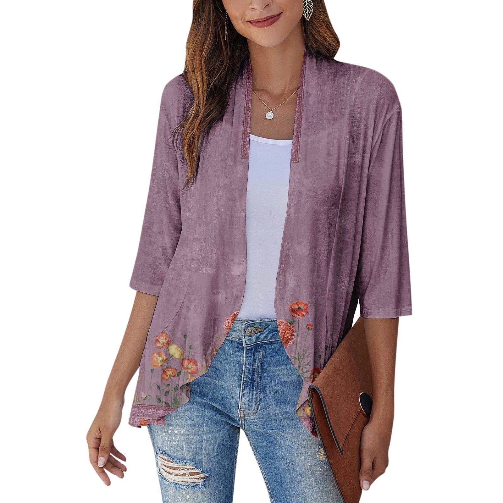 JULMCOMO Womens Summer Cardigan 3/4 Sleeve Dusters for Women ...