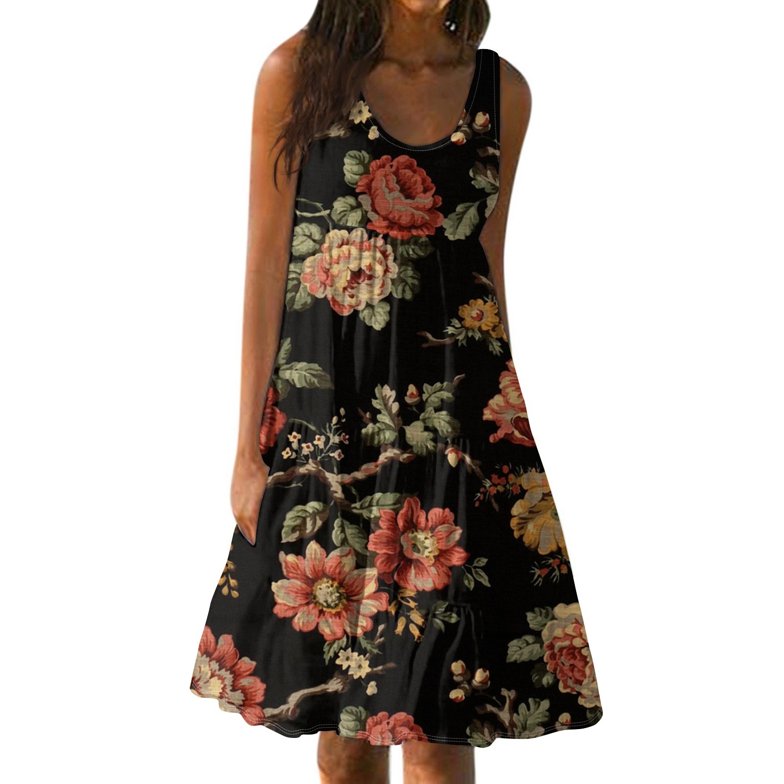 JULMCOMO Womens Summer Casual Sundresses 2024 Loose Swing Sleeveless ...