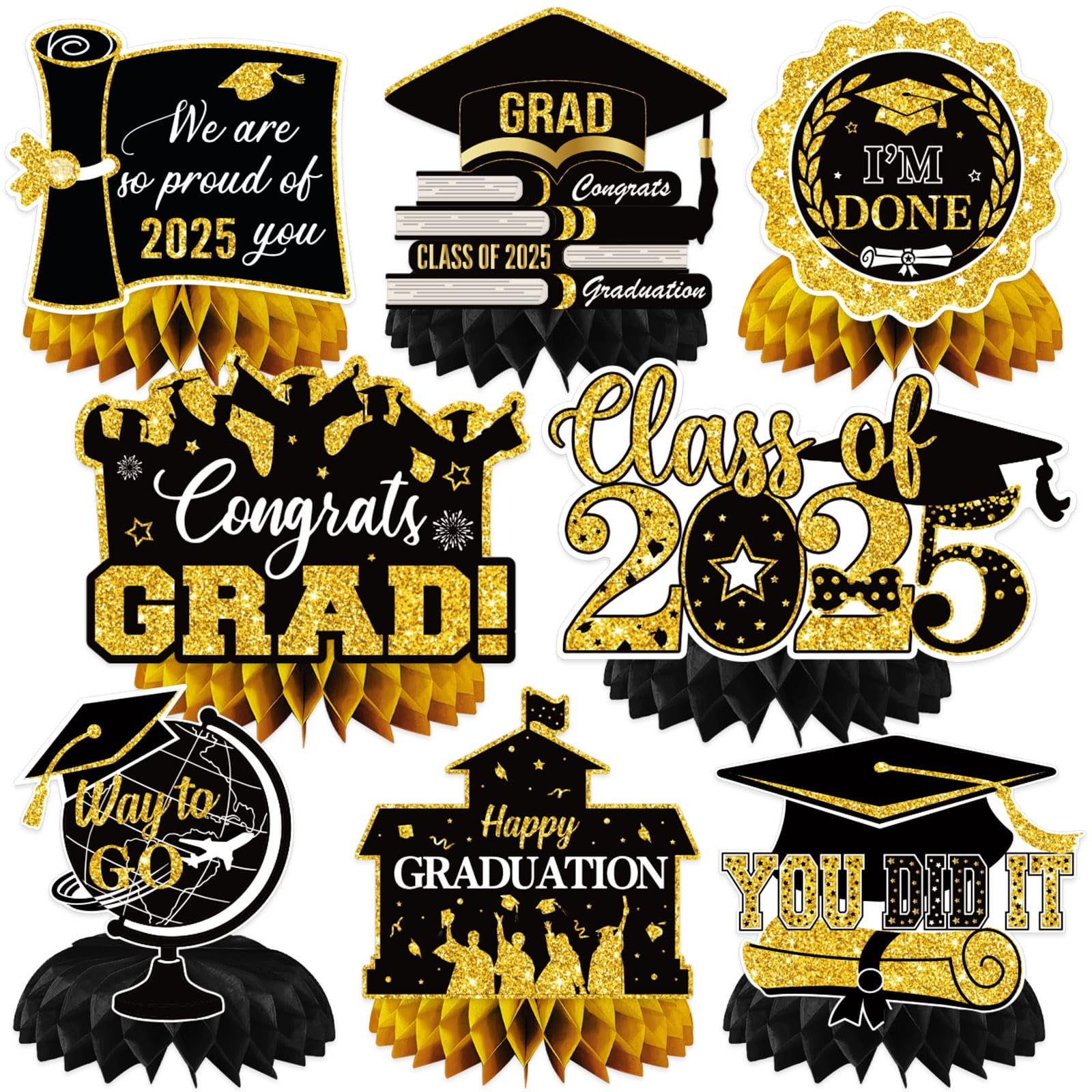 JULMELON 8 PCS Graduation OIF8 Centerpieces for Tables 2025, Graduation ...